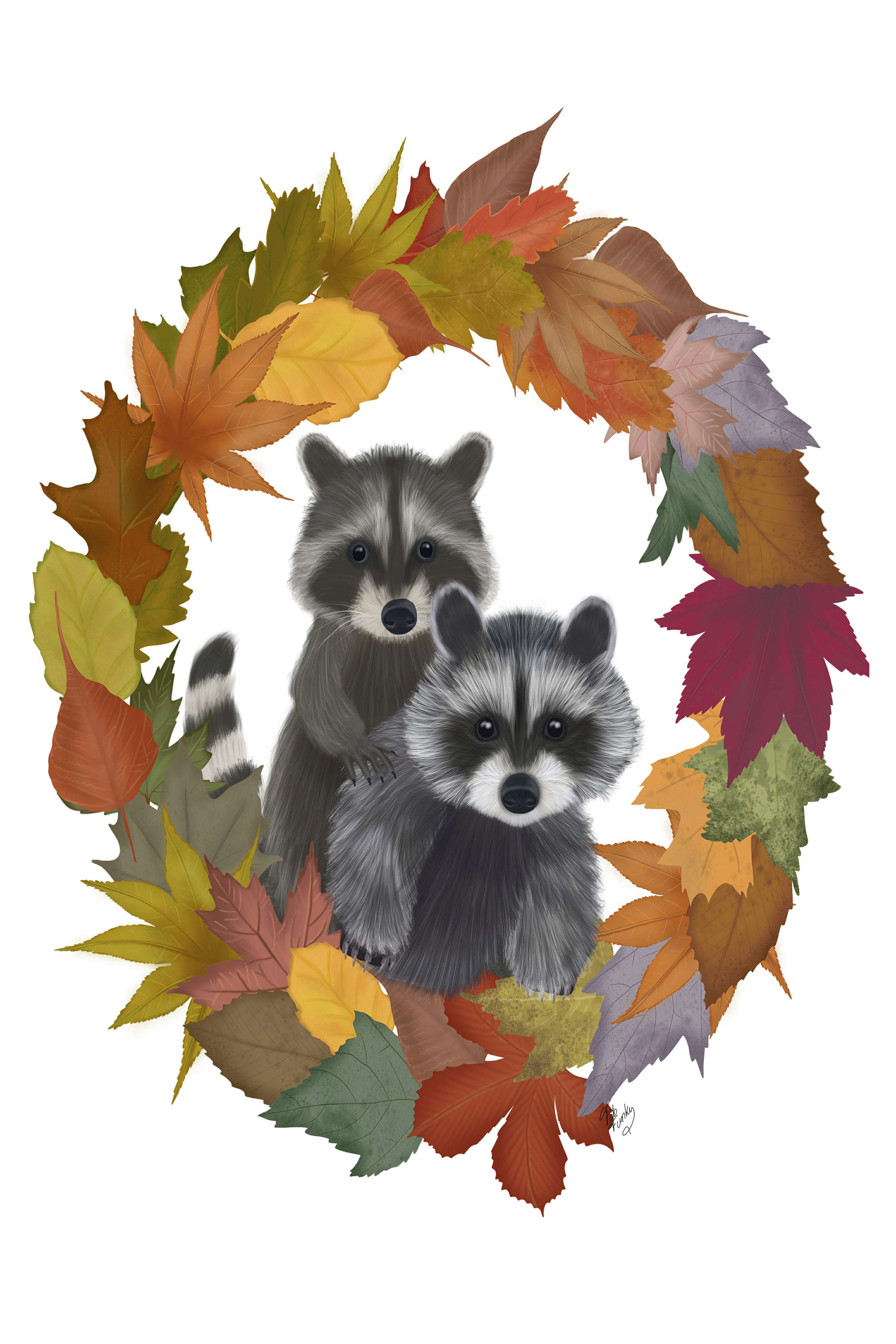 Wildon Home® Raccoons Autumn Leaf Wreath - Wayfair Canada