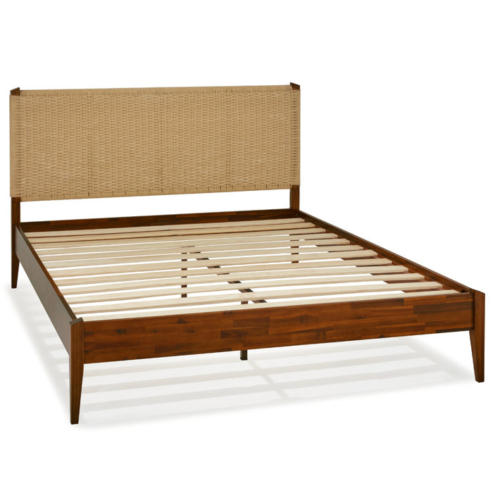 George Oliver Selina Solid Wood Platform Bed with Headboard, Bohemian ...