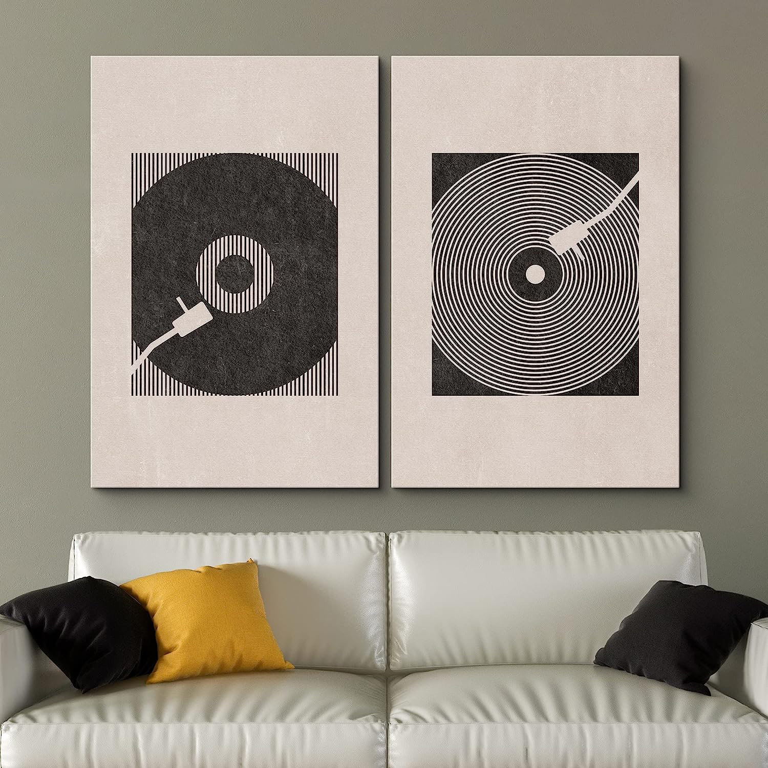 SIGNLEADER Mid-Century Classic Black Music Record Player Boho Wall Art ...