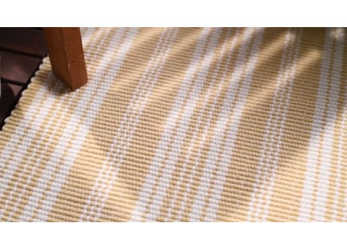 Reni Ticking Stripe Gold/Ivory Handwoven Indoor/Outdoor Rug | Birch Lane