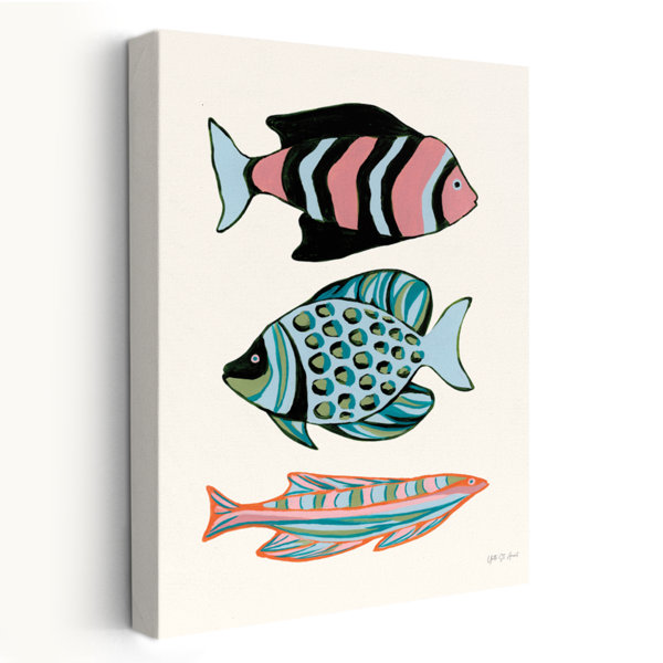 Beachcrest Home™ Tropical Fish II Coastal; Tropical Animal Black Blue ...