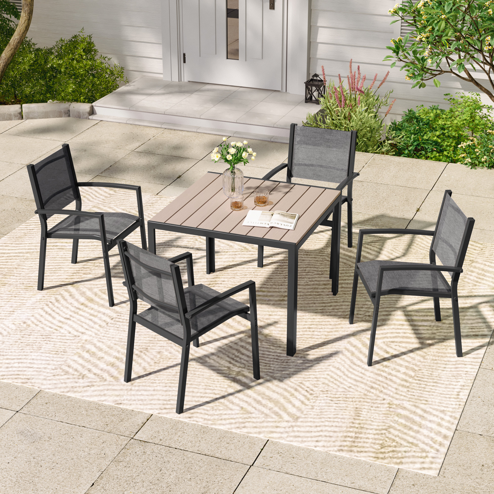Latitude Run® Patio Dining Set with 4 Chairs - Wayfair Canada