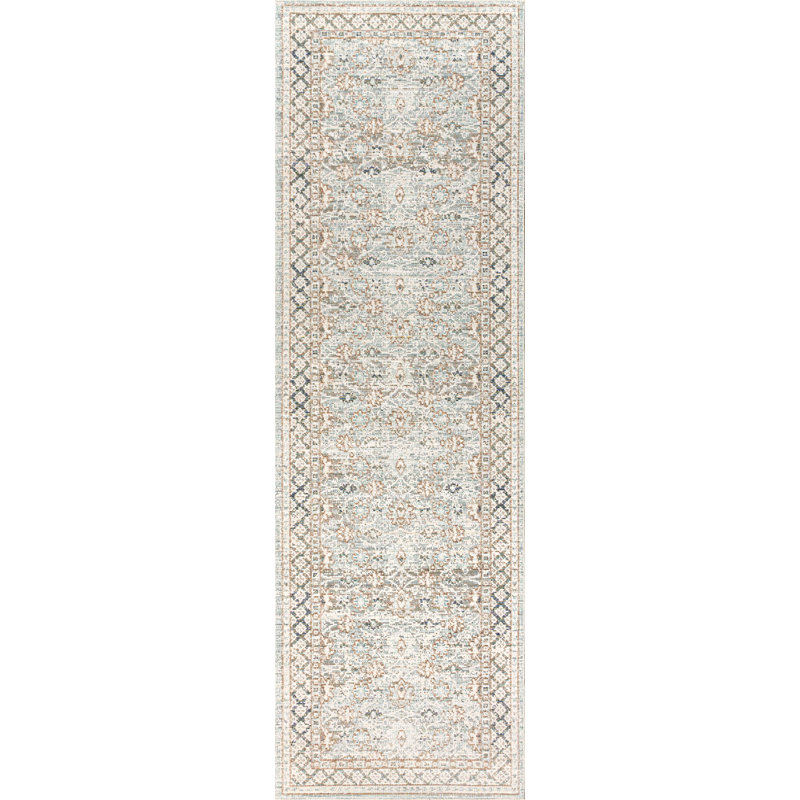 Bungalow Rose Lucinda Performance Light Blue/Ivory Rug | Wayfair