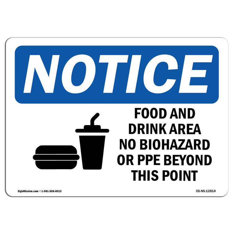 SignMission Notice - Food and Drink Area No Biohazards Sign | Wayfair