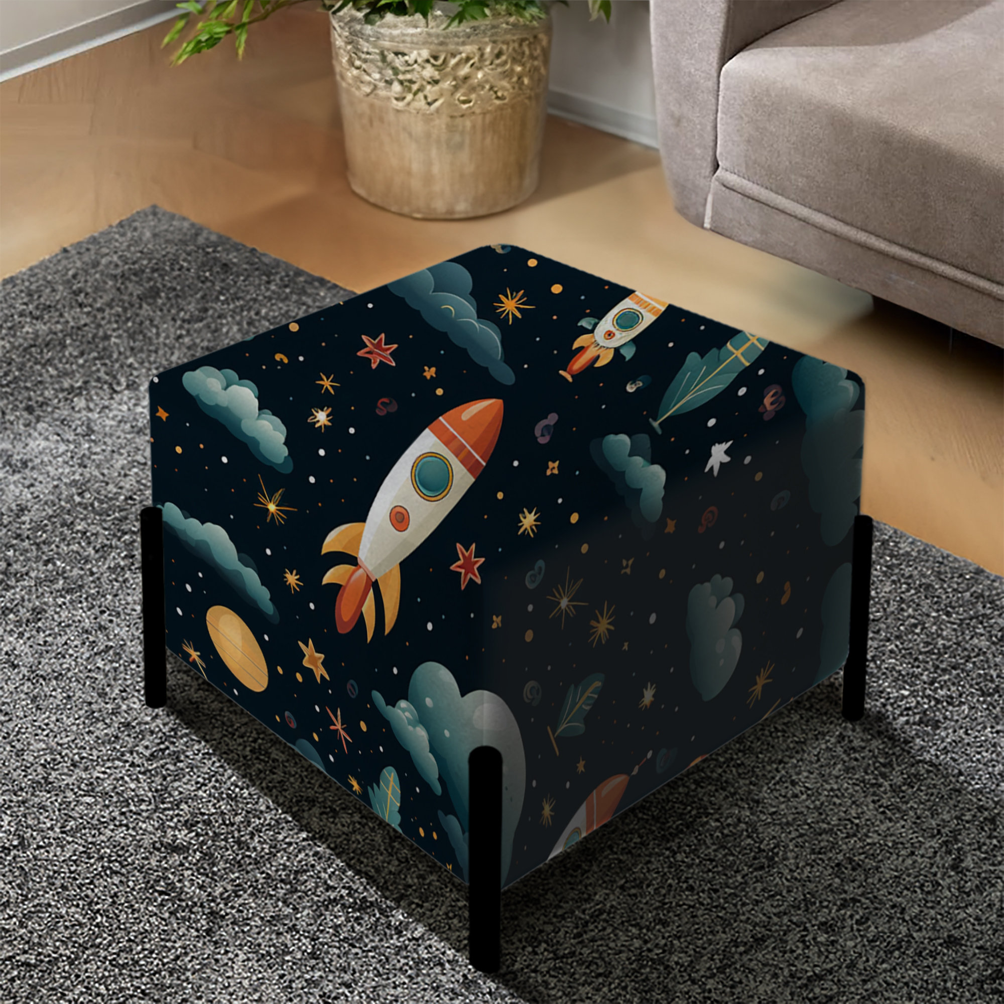Design Art Space Rocket For Children Bedroom - Kids Bedroom Square ...