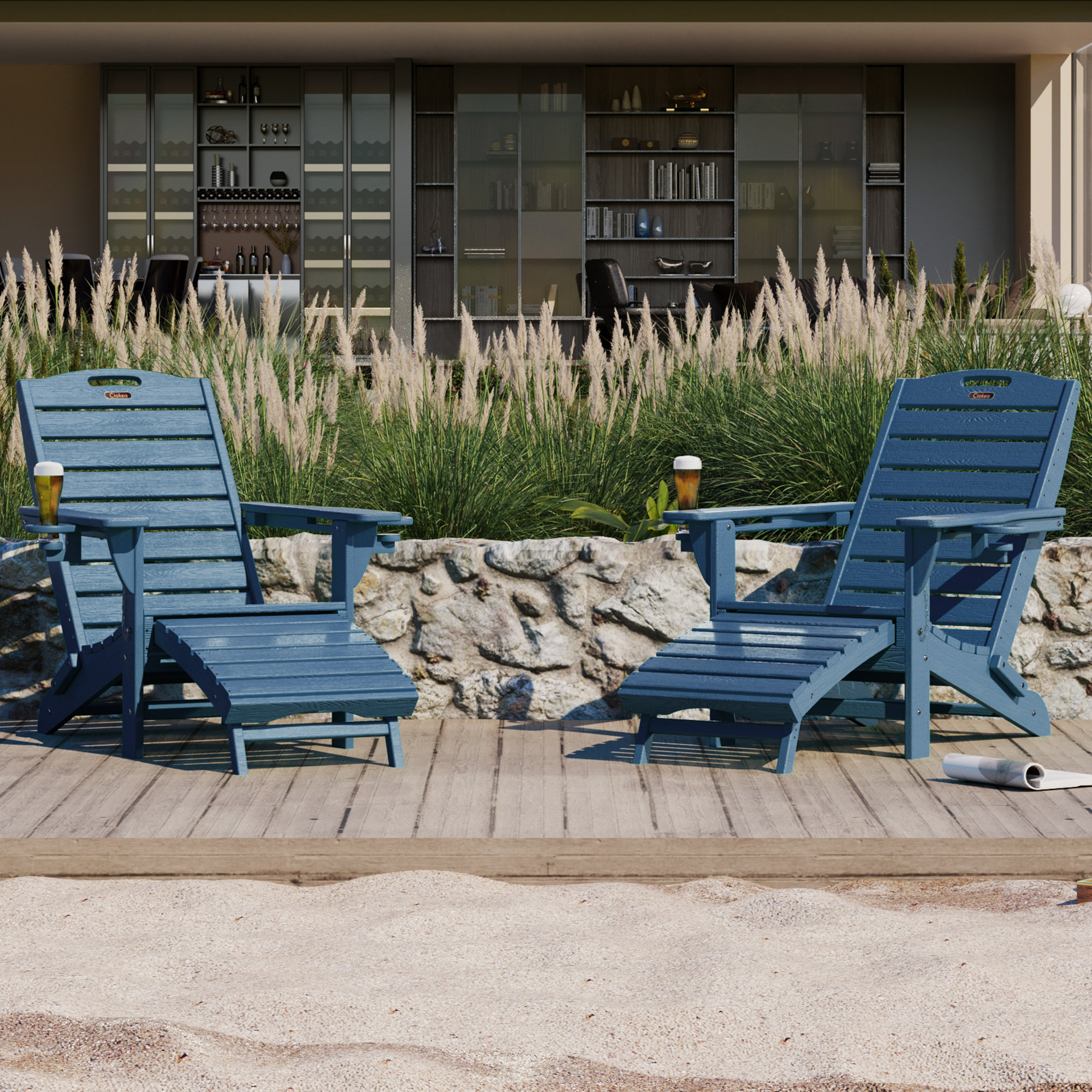 Rosecliff Heights Adirondack Chairs Set Foldable Firepit Chairs Wood ...