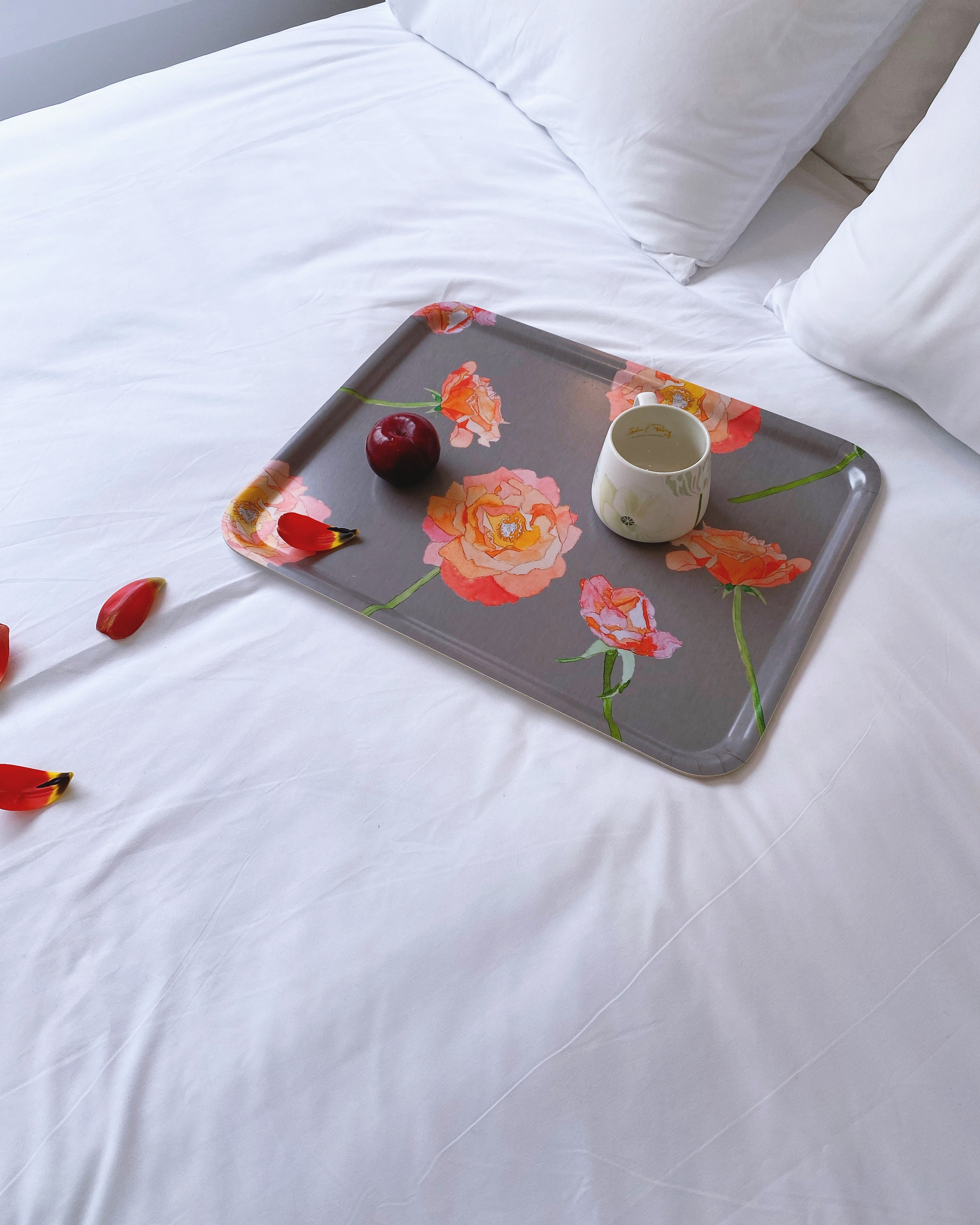 India & Purry Swedish Serving Tray: Peach Roses on Grey - Wayfair Canada