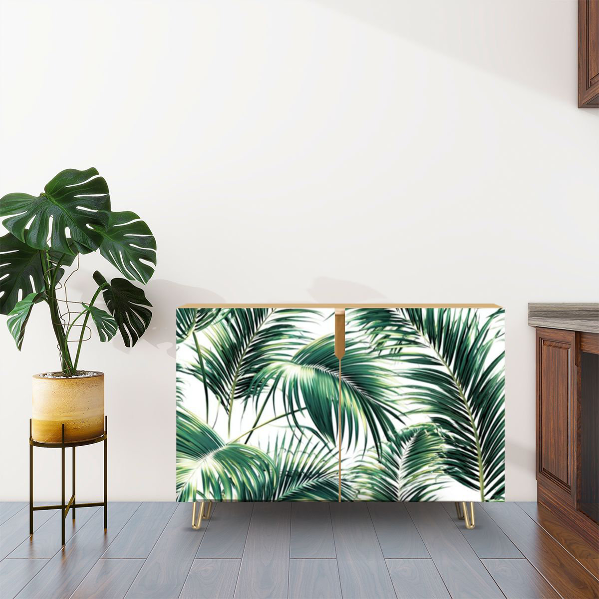 Bay Isle Home™ Sideboard Buffet Cabinet with Storage Tropical palm ...