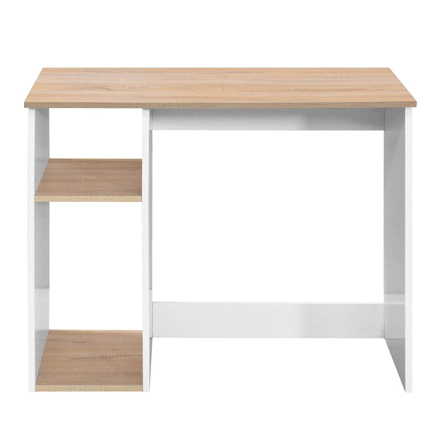 Lux Comfort Modern Geo Oak And White Computer Table With Storage ...