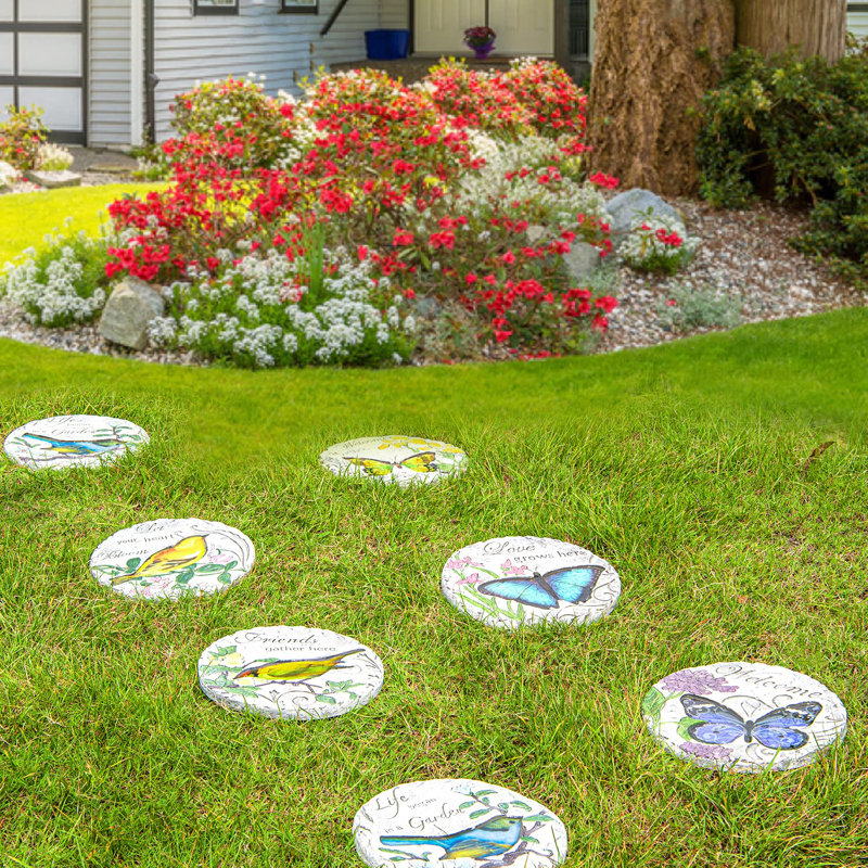 Arlmont & Co. 3PC Pretty Garden Stepping Stones, 9.8" | Wayfair