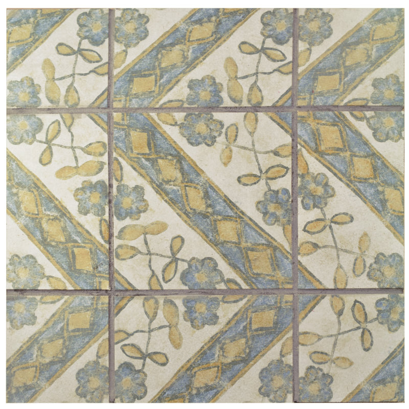 Merola Tile Klinker Retro 13" x 13" Ceramic Patterned Wall & Floor Tile ...