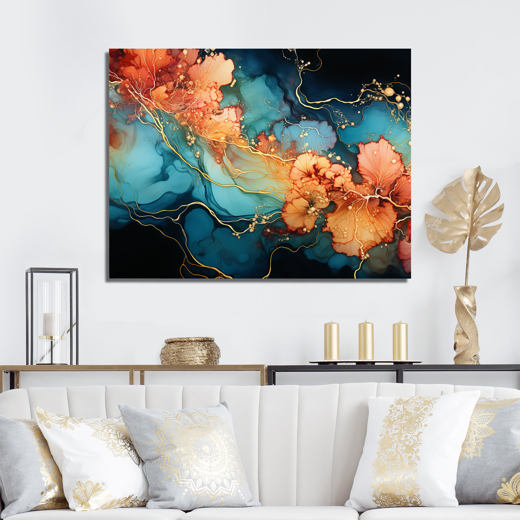 Wrought Studio™ Lightning Alcohol Ink Fury - Abstract Canvas Art Print ...