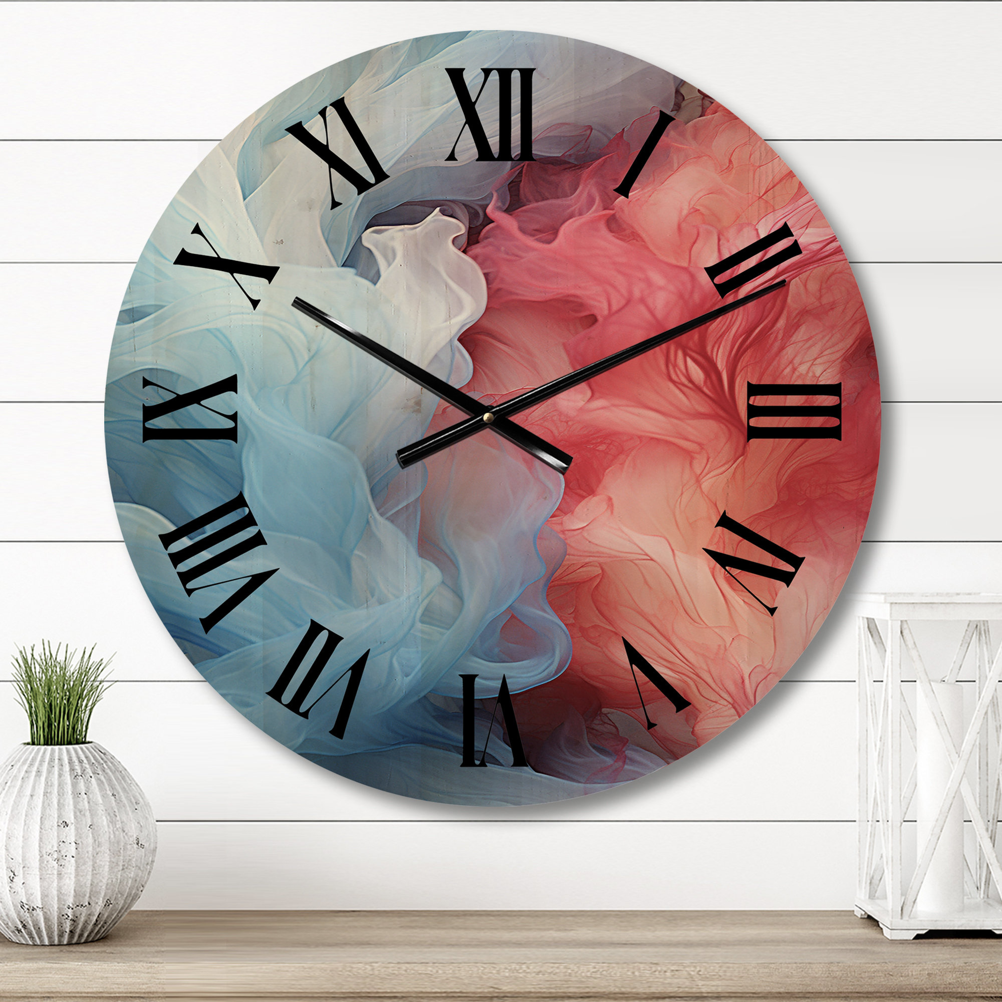 East Urban Home Liquid Purity Ink Wave Abstract in Red & Blue ...