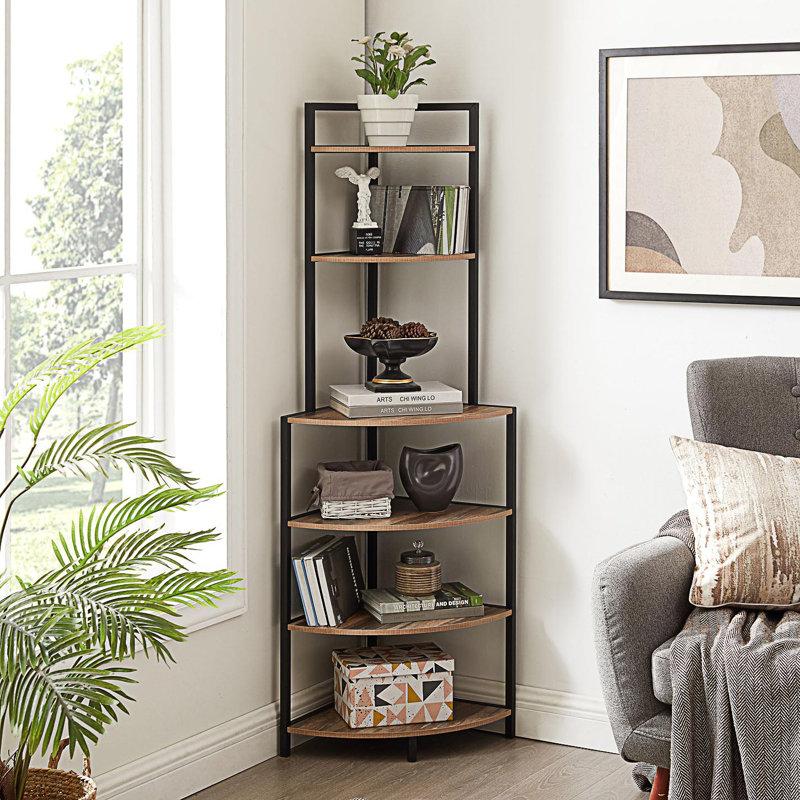 17 Stories Modern Small Corner Shelf, Bookcase, Freestanding Wood Rack ...