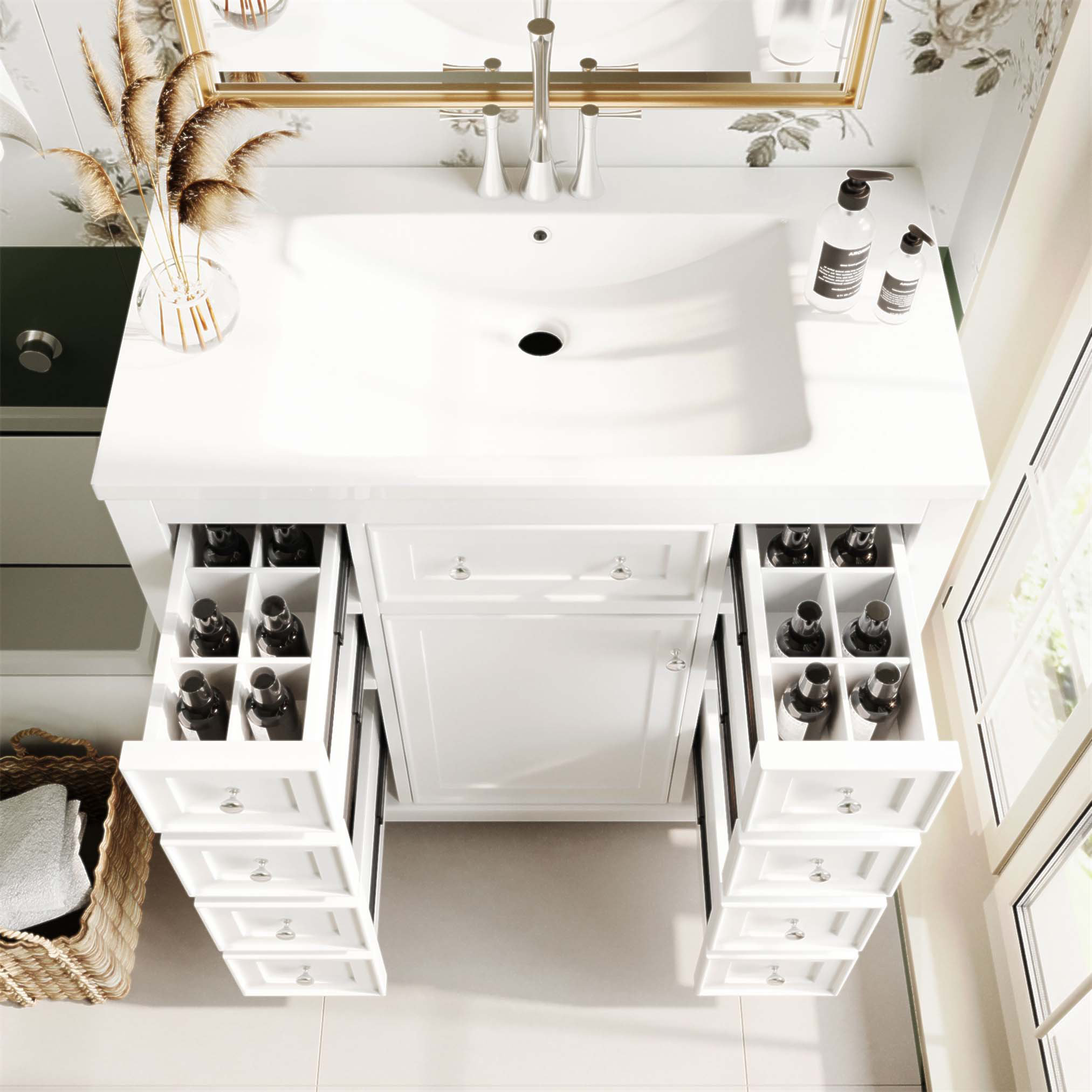 Wrought Studio™ 36-Inch Bathroom Vanity With Sink, One Cabinet, Six ...