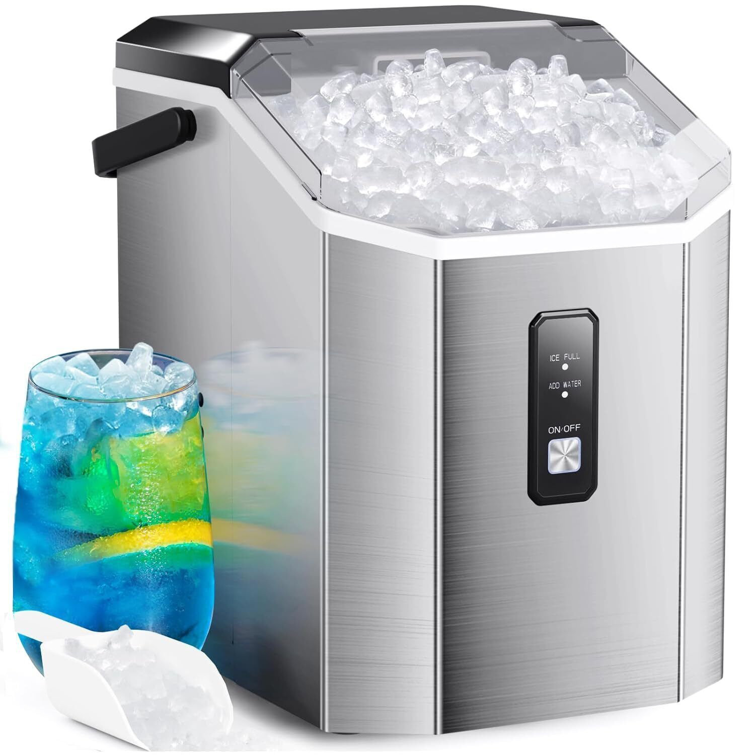 COWSAR 33 lb. Daily Production Nugget Clear Ice Countertop Maker, Sonic ...