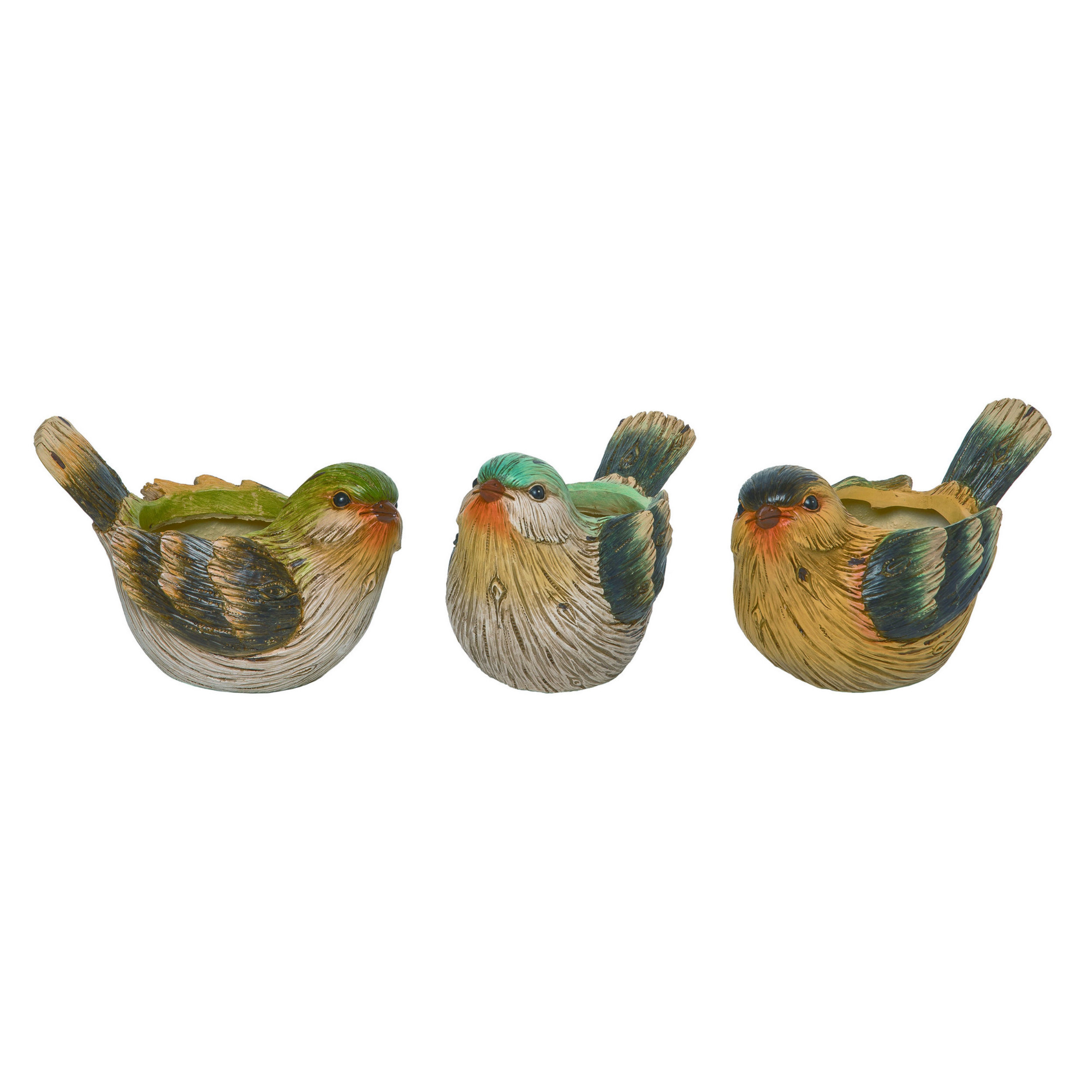 Red Barrel Studio® Resin Rustic Bird Planter Set of 3 Spring Home ...