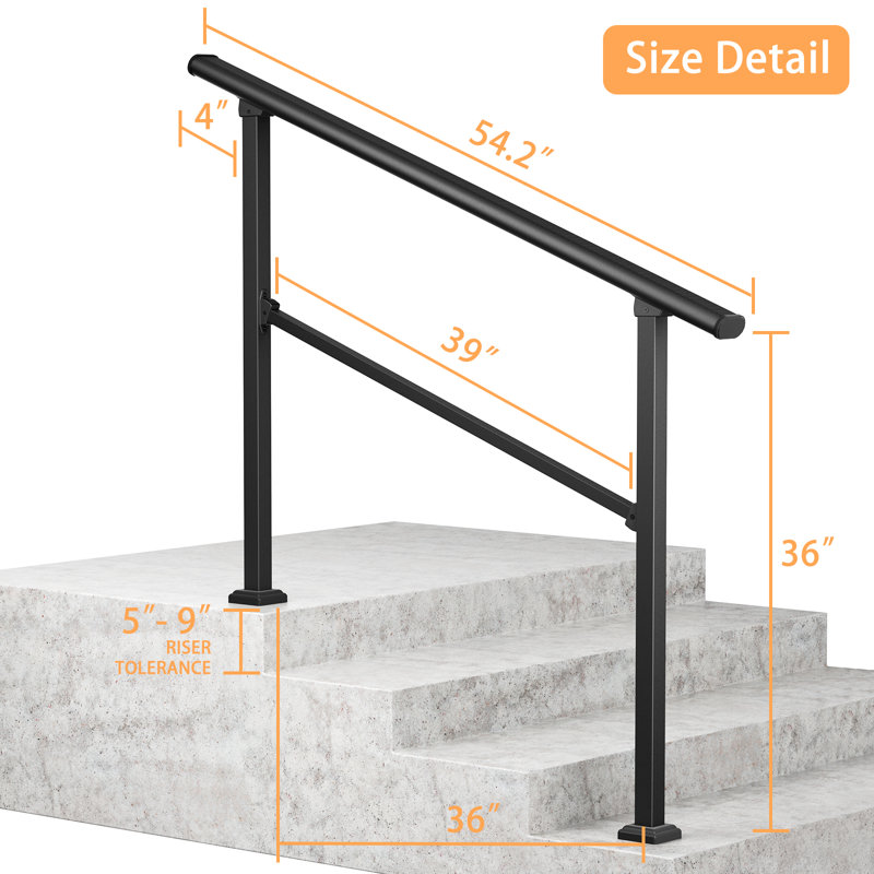 HOMLUX Lovmor Hand Rails for Outdoor Steps, Wrought Iron Railing, Porch ...