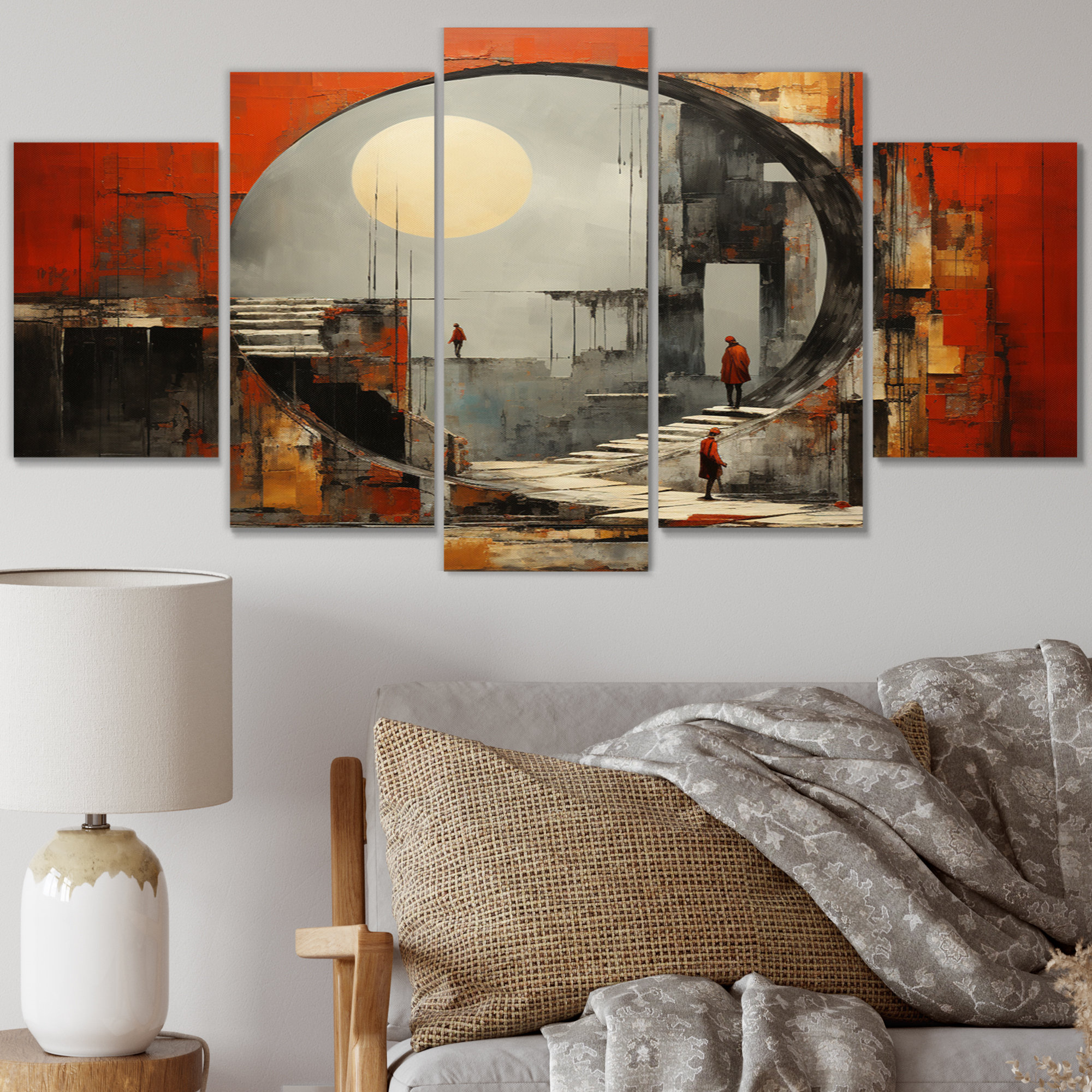 Ivy Bronx Orange Grey Tunnel Surreal Passage Collage - Architecture ...
