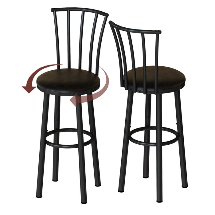 17 Stories Navonte Faux Leather Upholstered Bar Stool Swivel Bar Chair ...