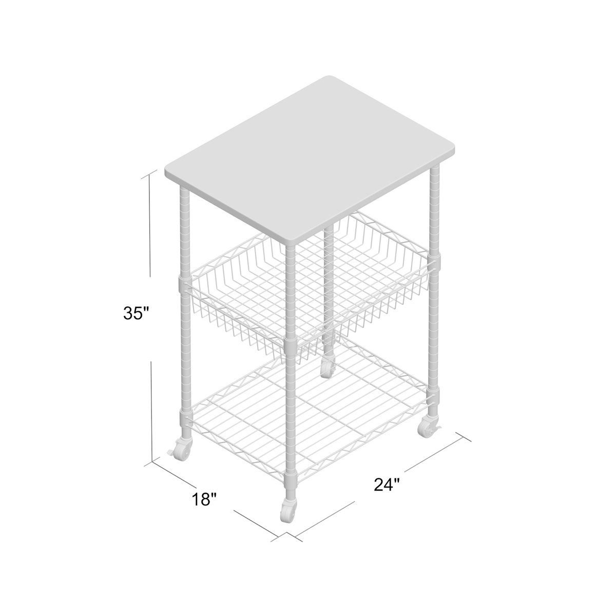 TRINITY Dark Bronze Kitchen Cart w/ Basket & Reviews | Wayfair