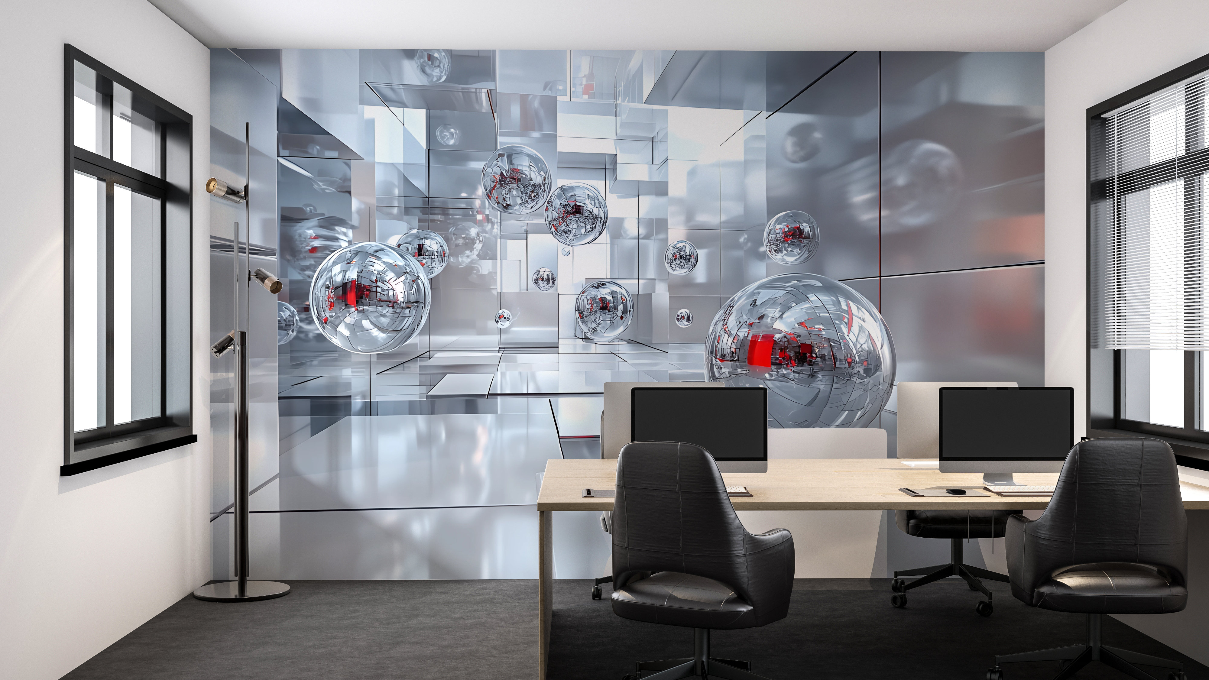 Everly Quinn Spheres Wallpaper – Modern Futuristic Mirror Box Illusion ...
