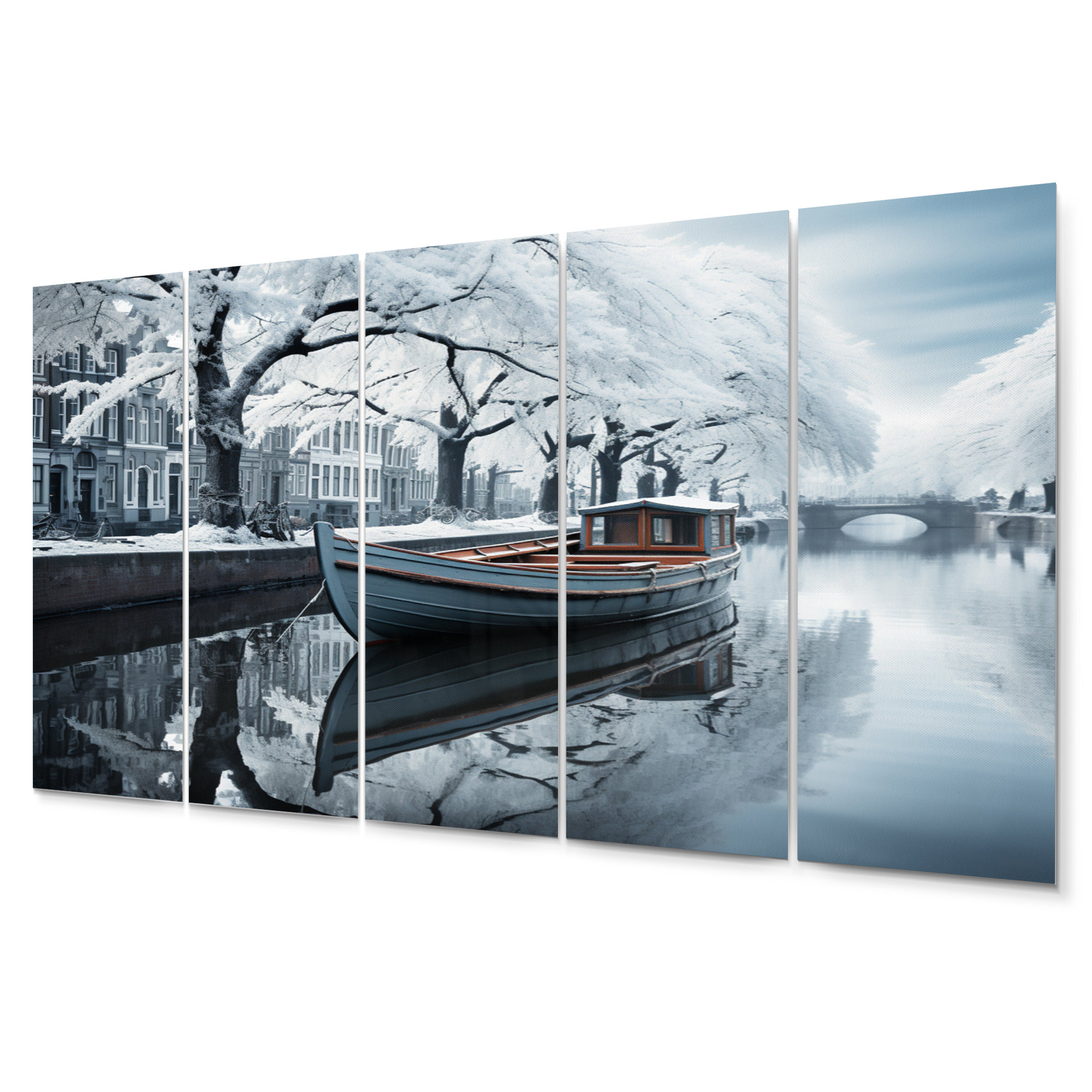 Design Art White Canal Historic Waterway Slate - Canals Metal Wall ...