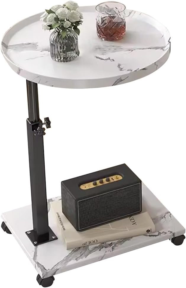 Wrought Studio™ Adjustable Height Rolling C-Shape Side Table, Small ...