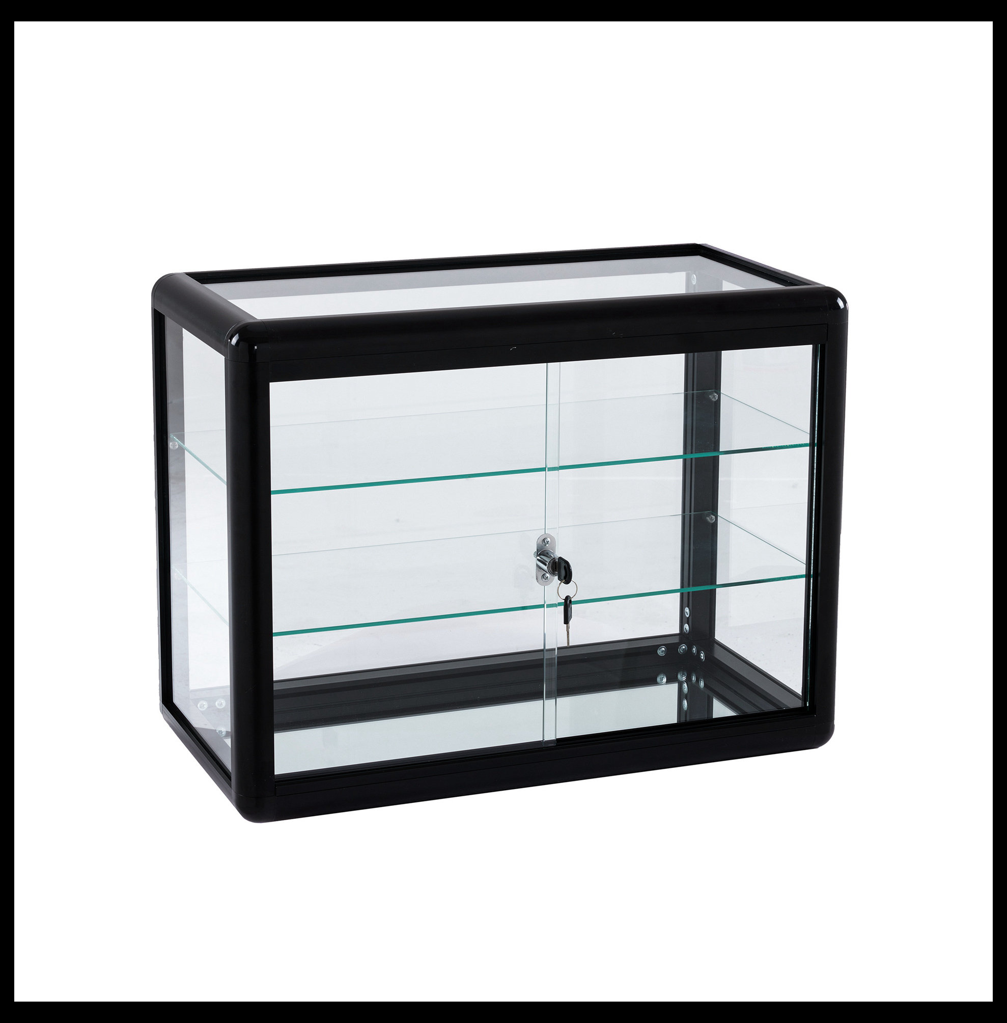 Ivy Bronx Tempered Glass Counter Top Display Showcase with Sliding ...
