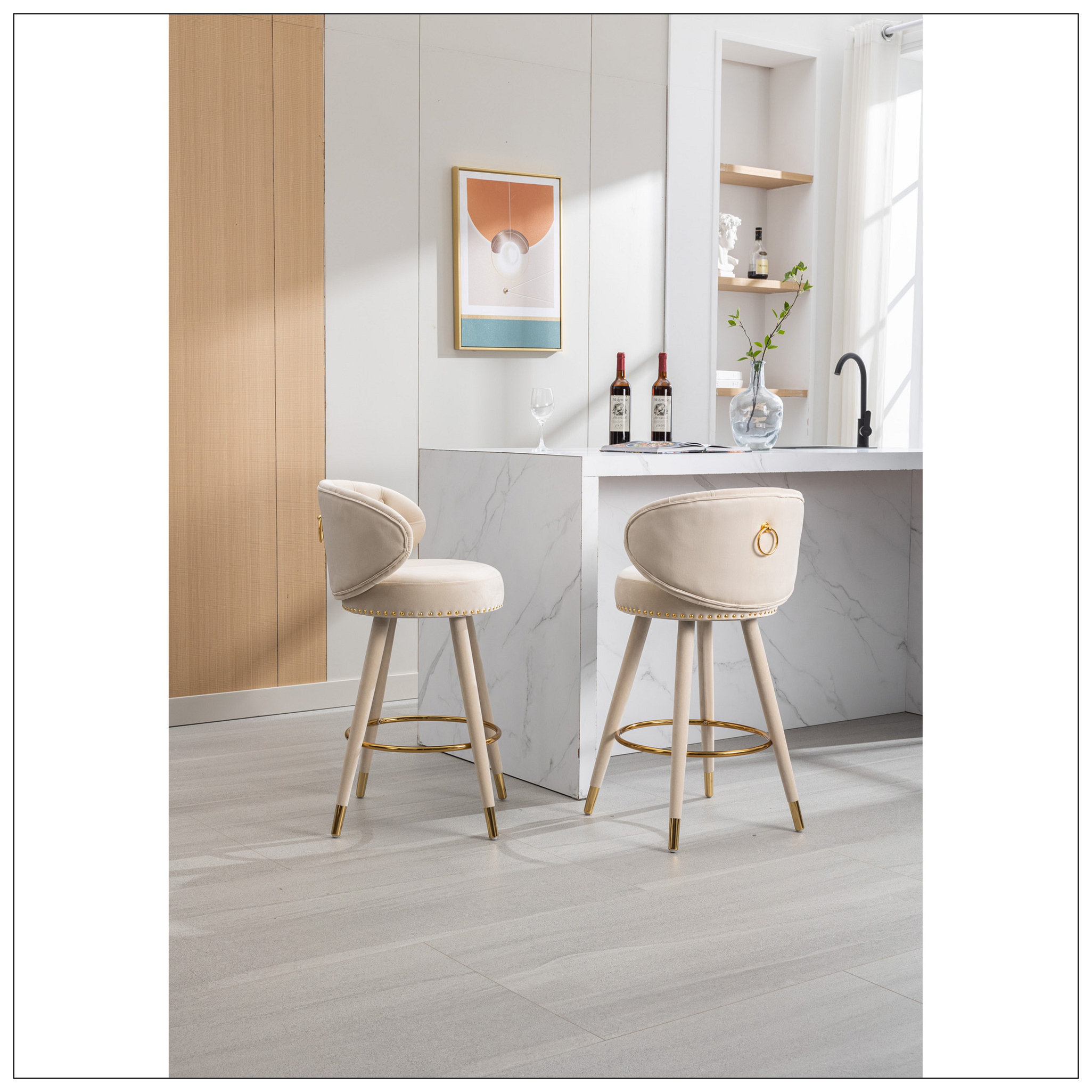 Everly Quinn Counter Height Bar Stools Set Of 2 For Kitchen Counter ...