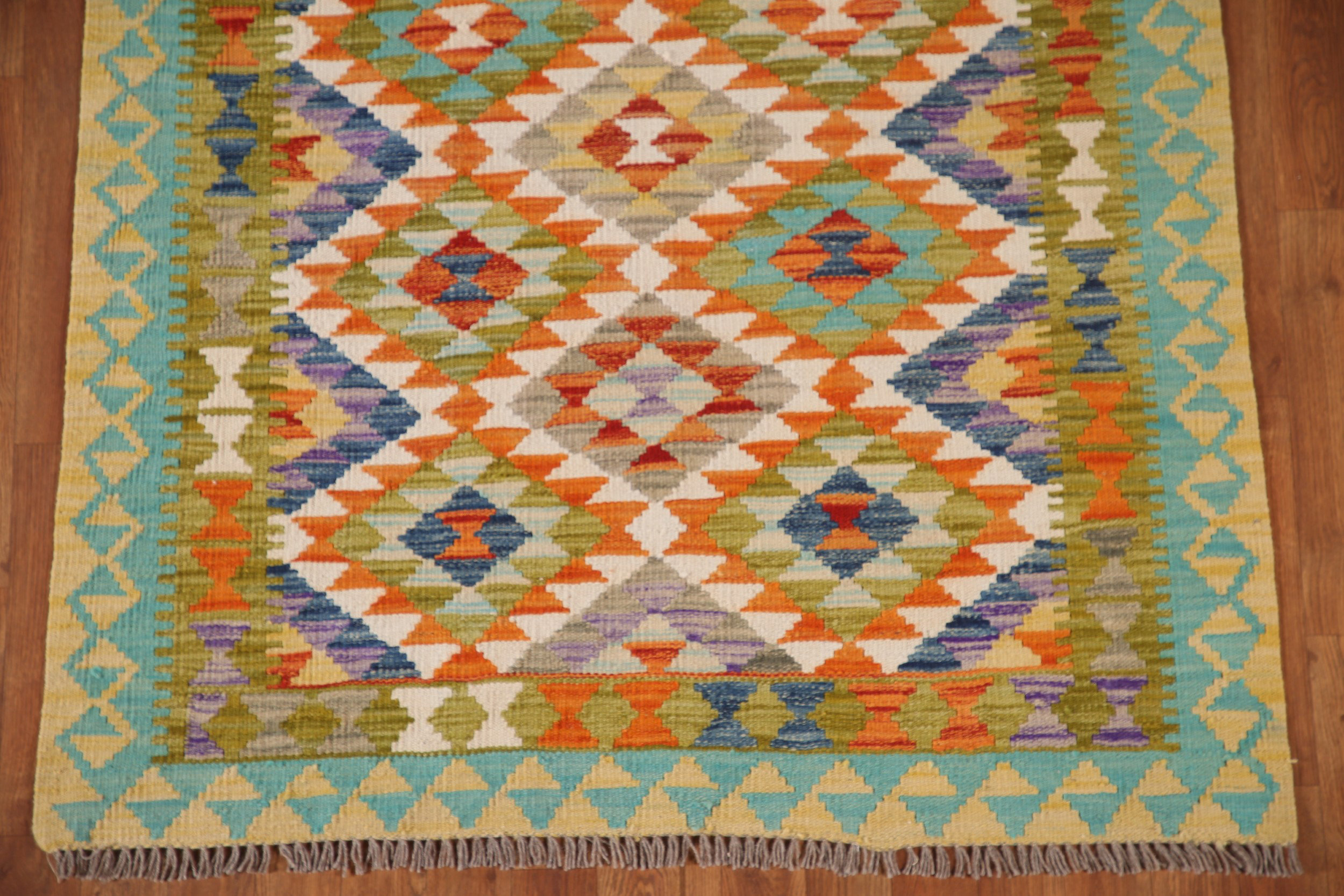 Dakota Fields Geometric Kilim Oriental Wool Rug 4x6 | Wayfair