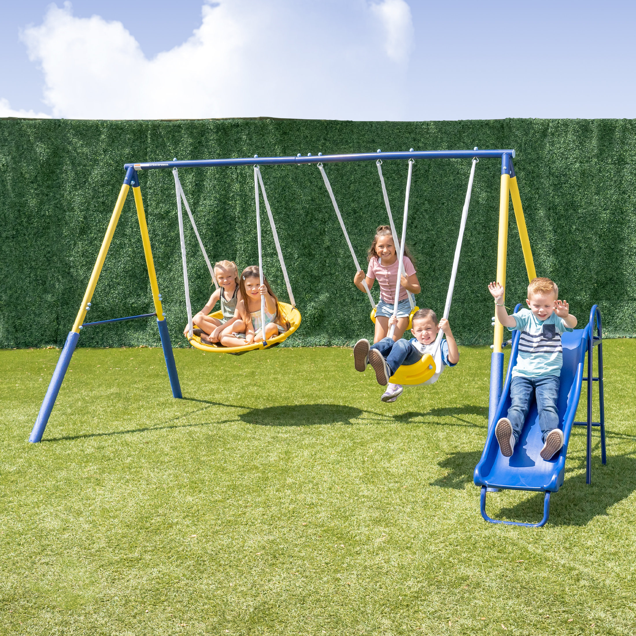 Sportspower Super Saucer Metal Swing And Slide Set With Lifetime ...