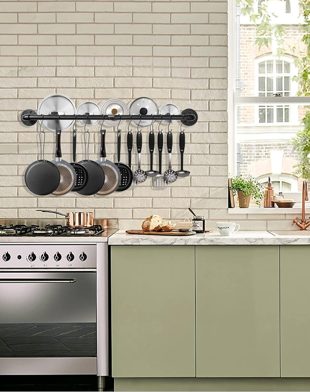 Trent Austin Design® 21" Industrial Pipe Pot Pan Rack, Wall Mount Pot ...