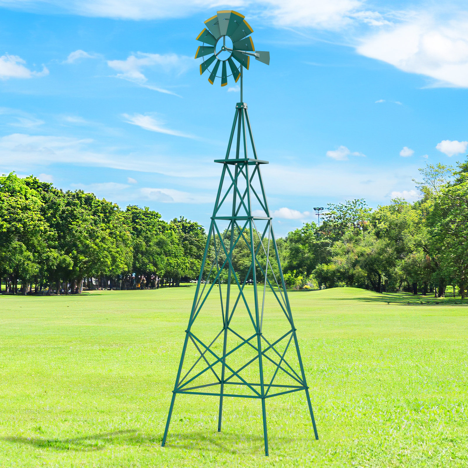 Arlmont & Co. 8 Ft Ornamental Windmill W/ 4 Support Legs Decorative ...
