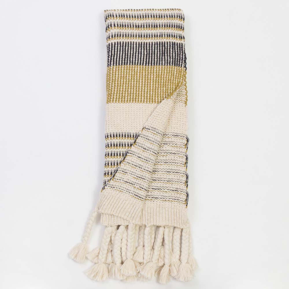 Amity Home Mira Striped Multicolor Cotton Knitted Throw & Reviews ...