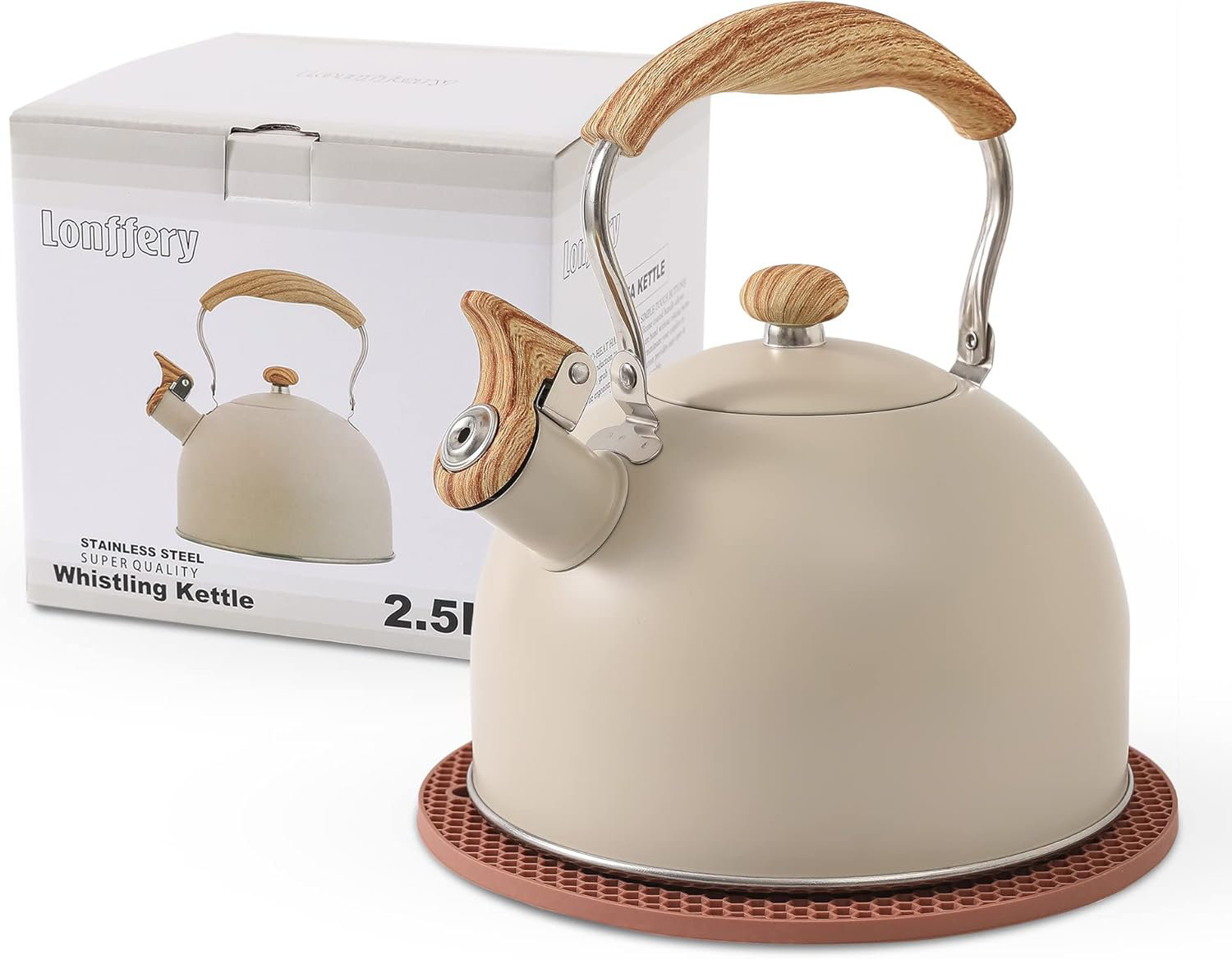 Toledo Bath & Kitchen Tea Kettle, 2.5 Quart Whistling Tea Kettle, Tea ...