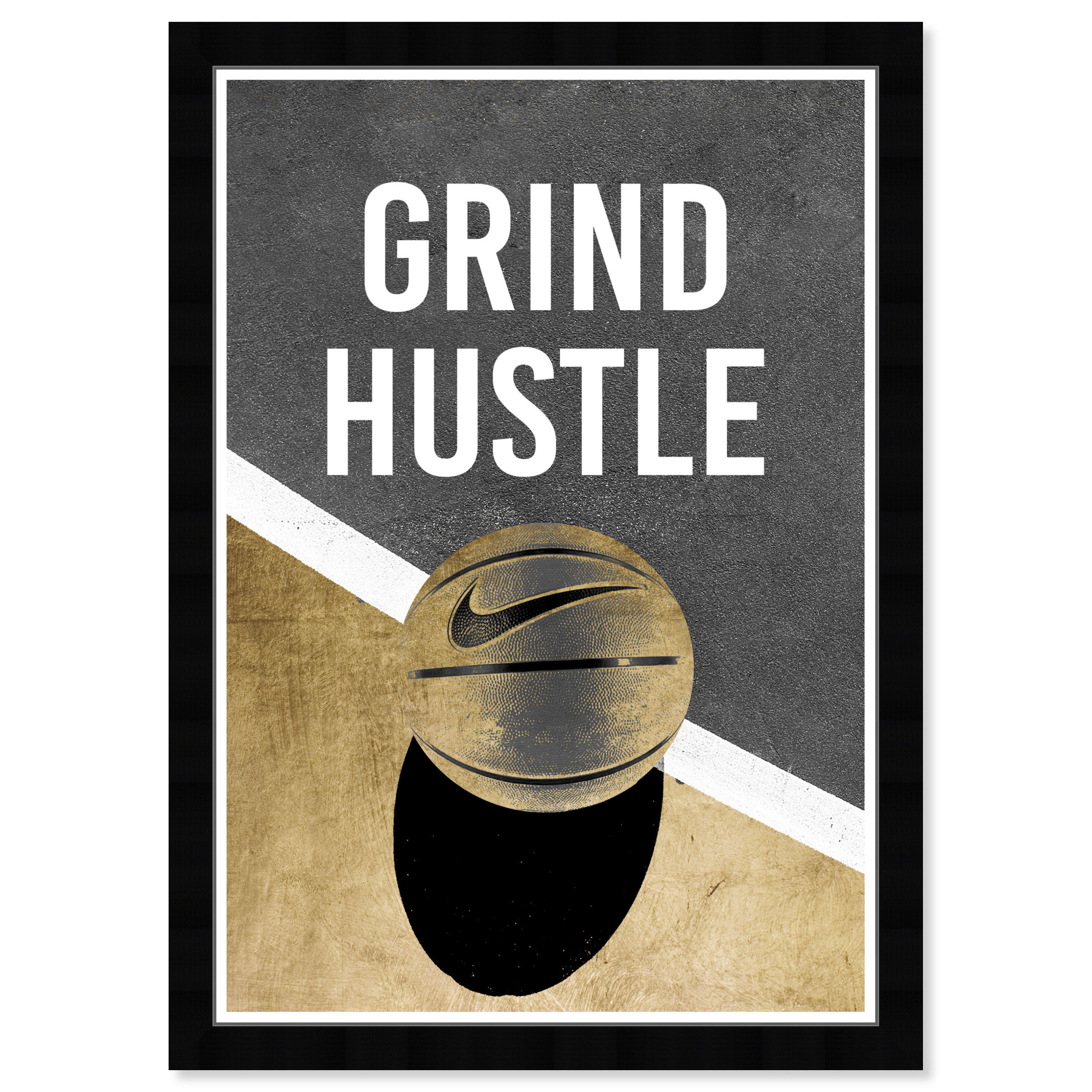Trinx Typography and Quotes Grind Hustle Golden Basketball Modern Gold ...