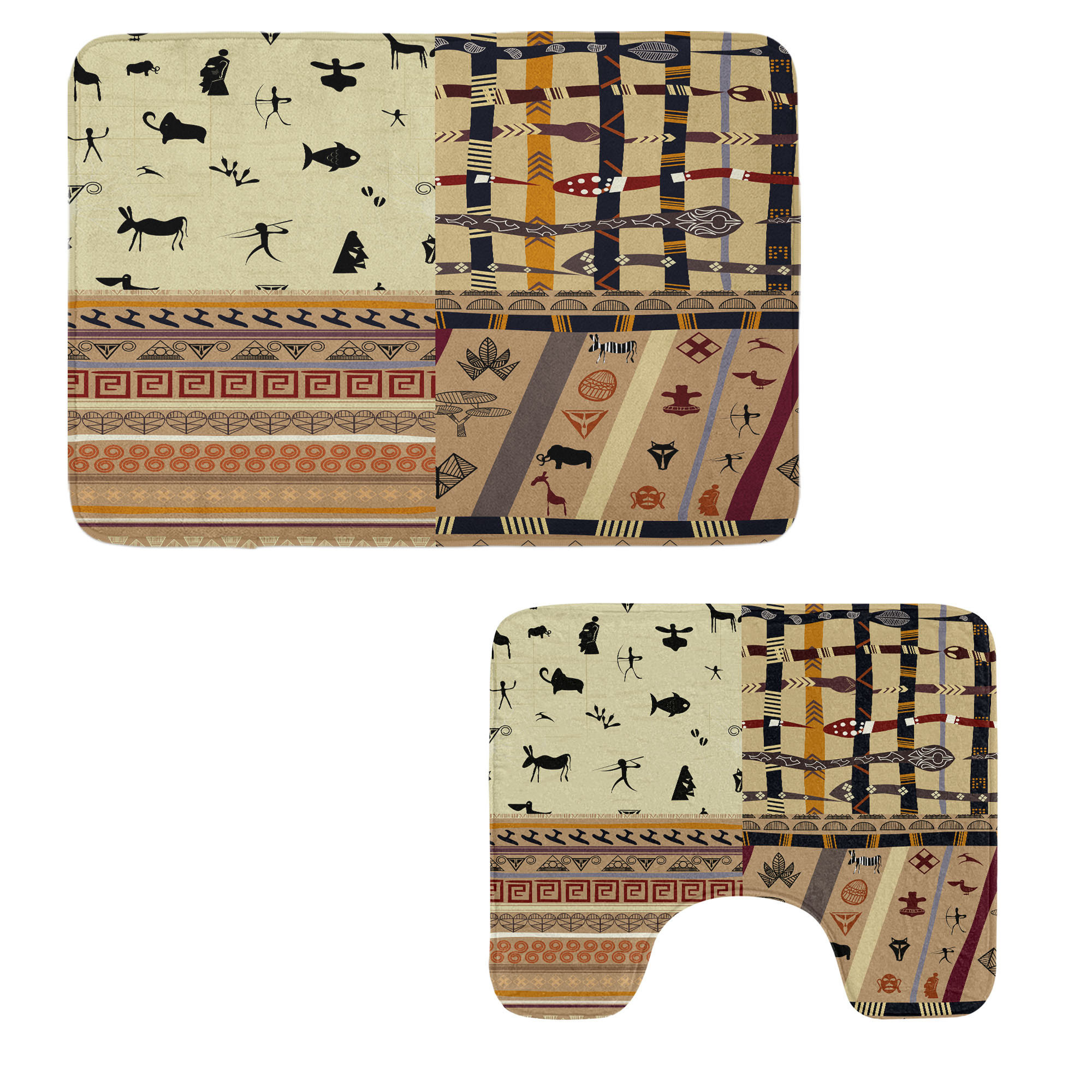 East Urban Home Tribal Bathroom Rug Set 2 Pieces Rectangle & Contour ...
