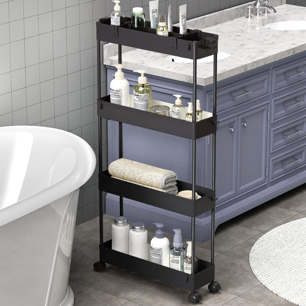 Rebrilliant Slim Storage Cart 4 Tier, Storage Organizer Rolling Utility ...
