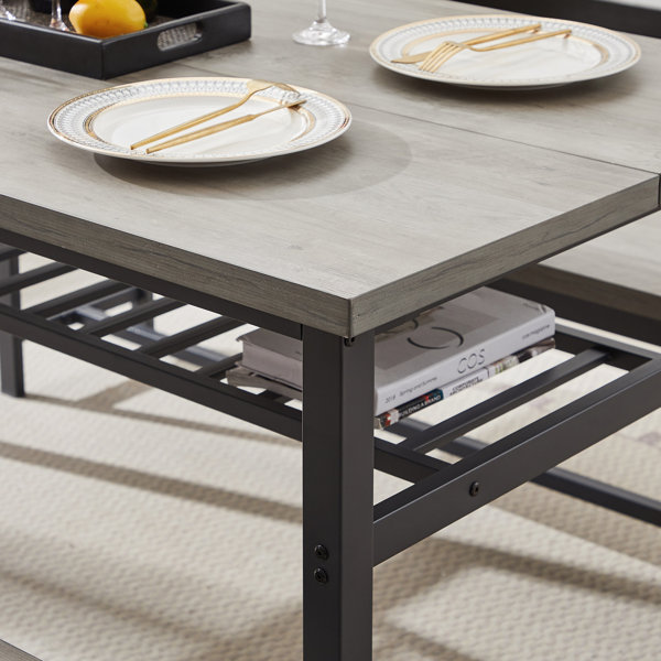 17 Stories Oversized Dining Table Set 3-Piece Kitchen Table With 2 ...