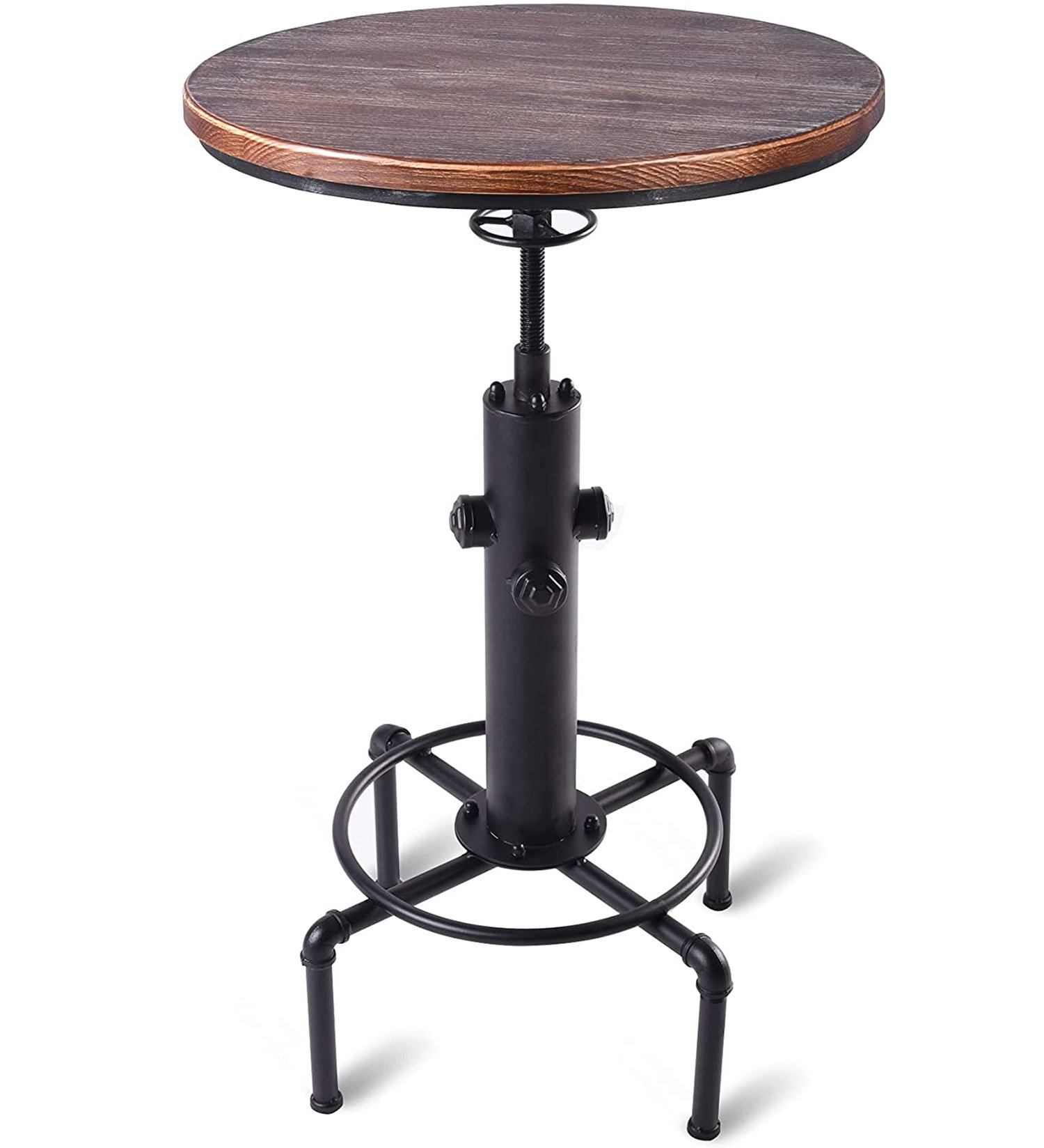 Williston Forge Industrial Bar Table 32.28-36.22" Adjustable Pub Table ...