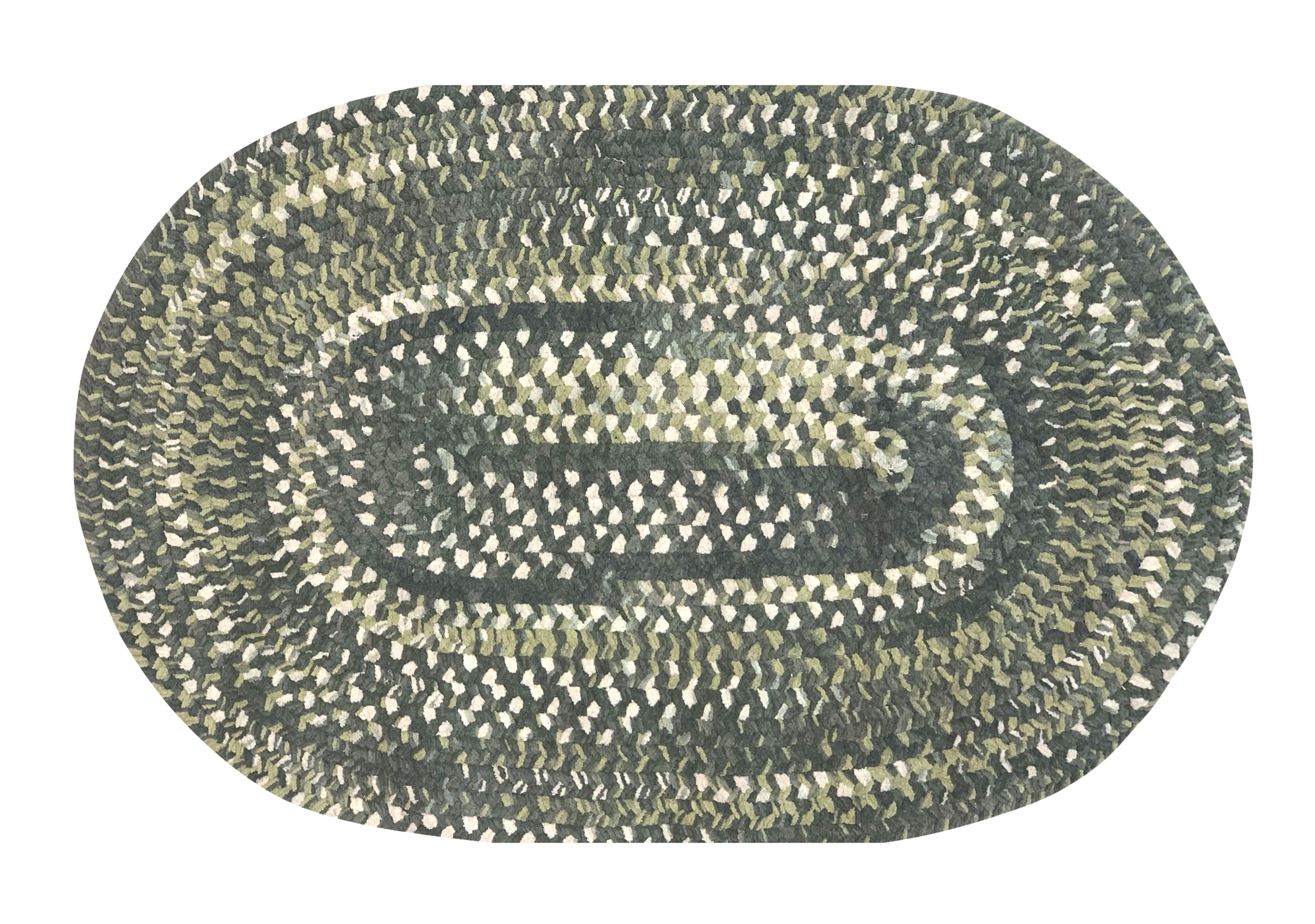 August Grove Aradia Round 100% Cotton Chenille Braided Area Rug - Olive ...