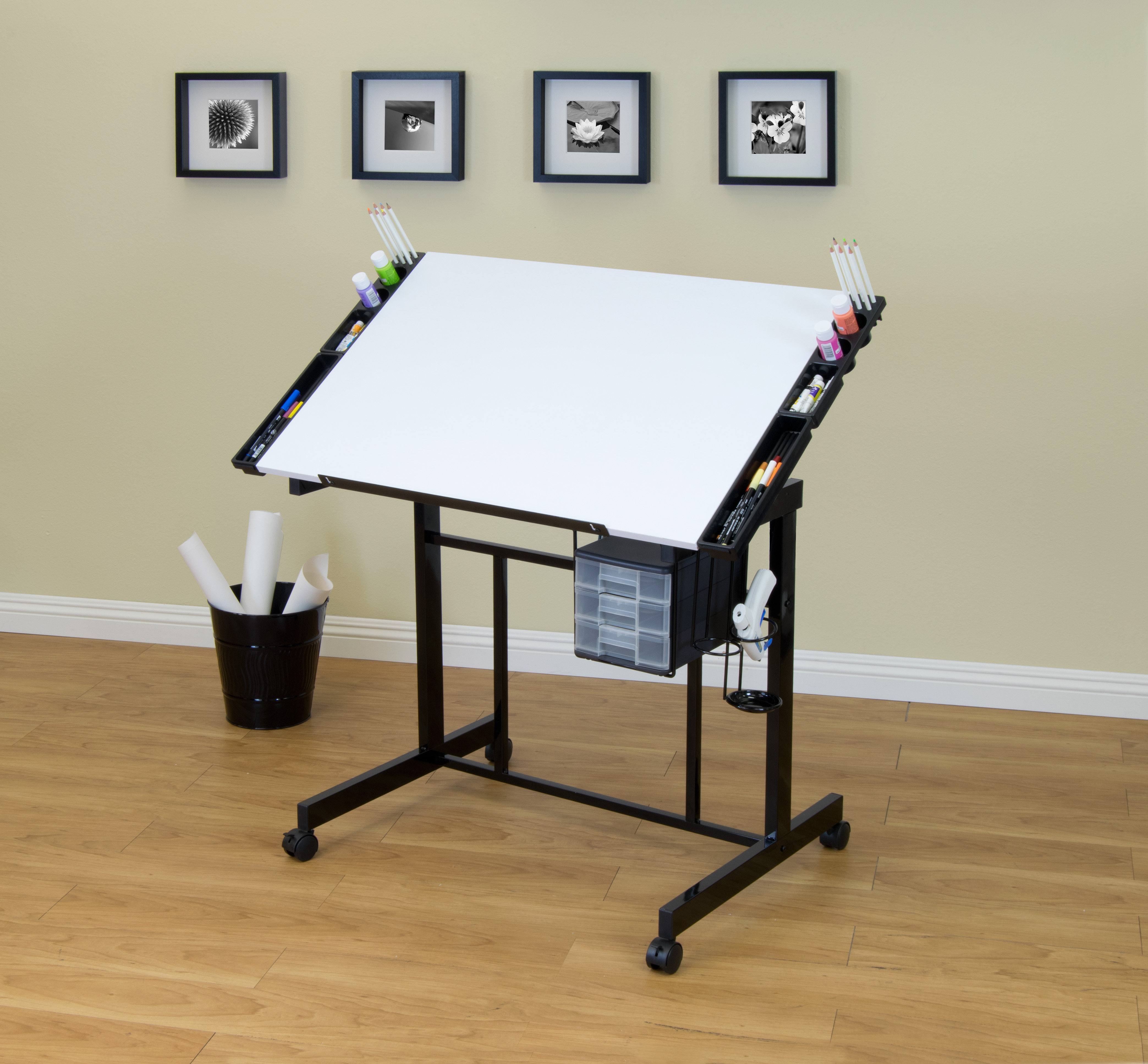 Inbox Zero Crabtree 41'' Deluxe Craft Station, Adjustable Drafting and ...