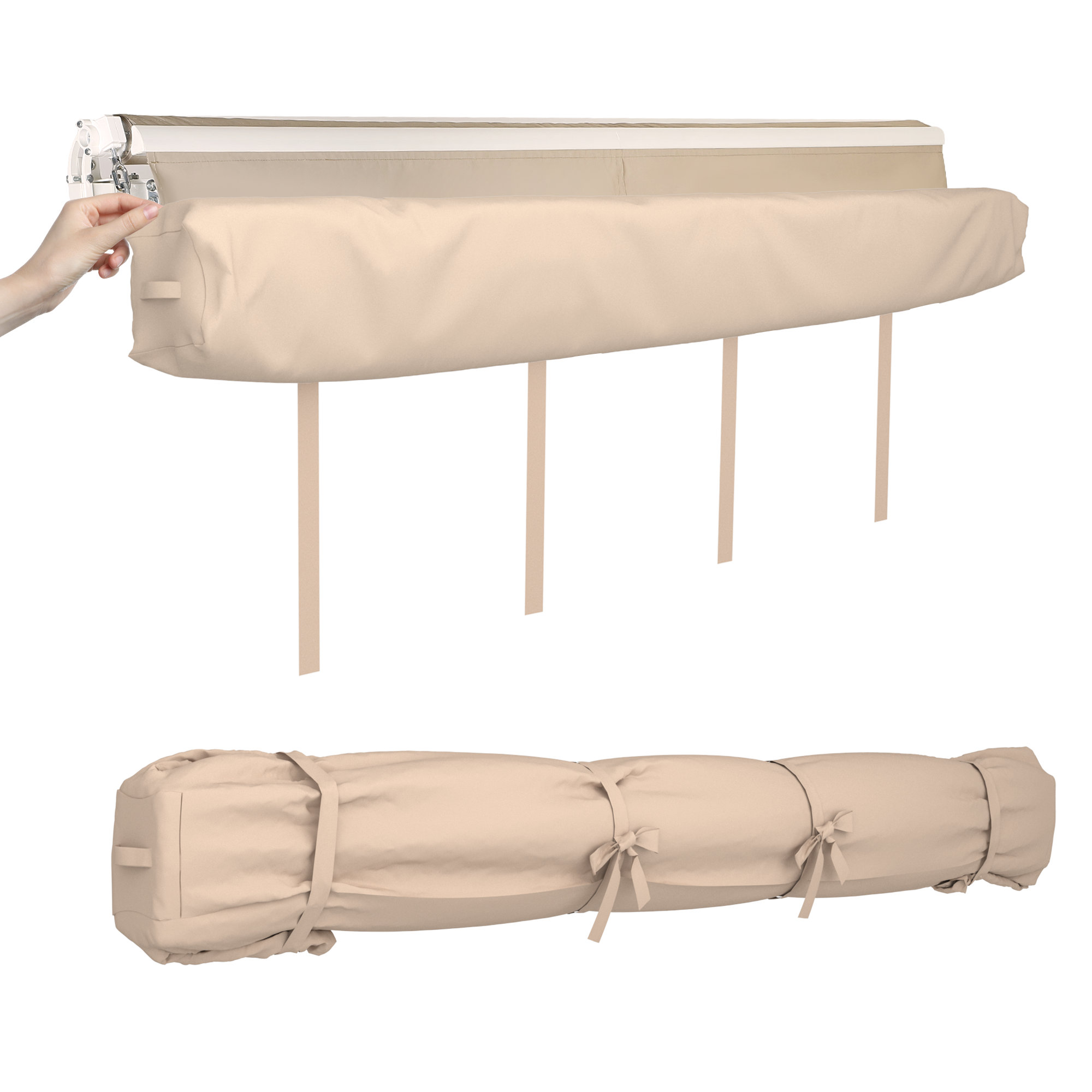 AECOJOY Retractable Awning Cover, All-weather Protective Cover Storage ...