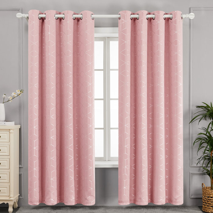 Deconovo Silver Diamond Pattern Curtain Pair | Wayfair