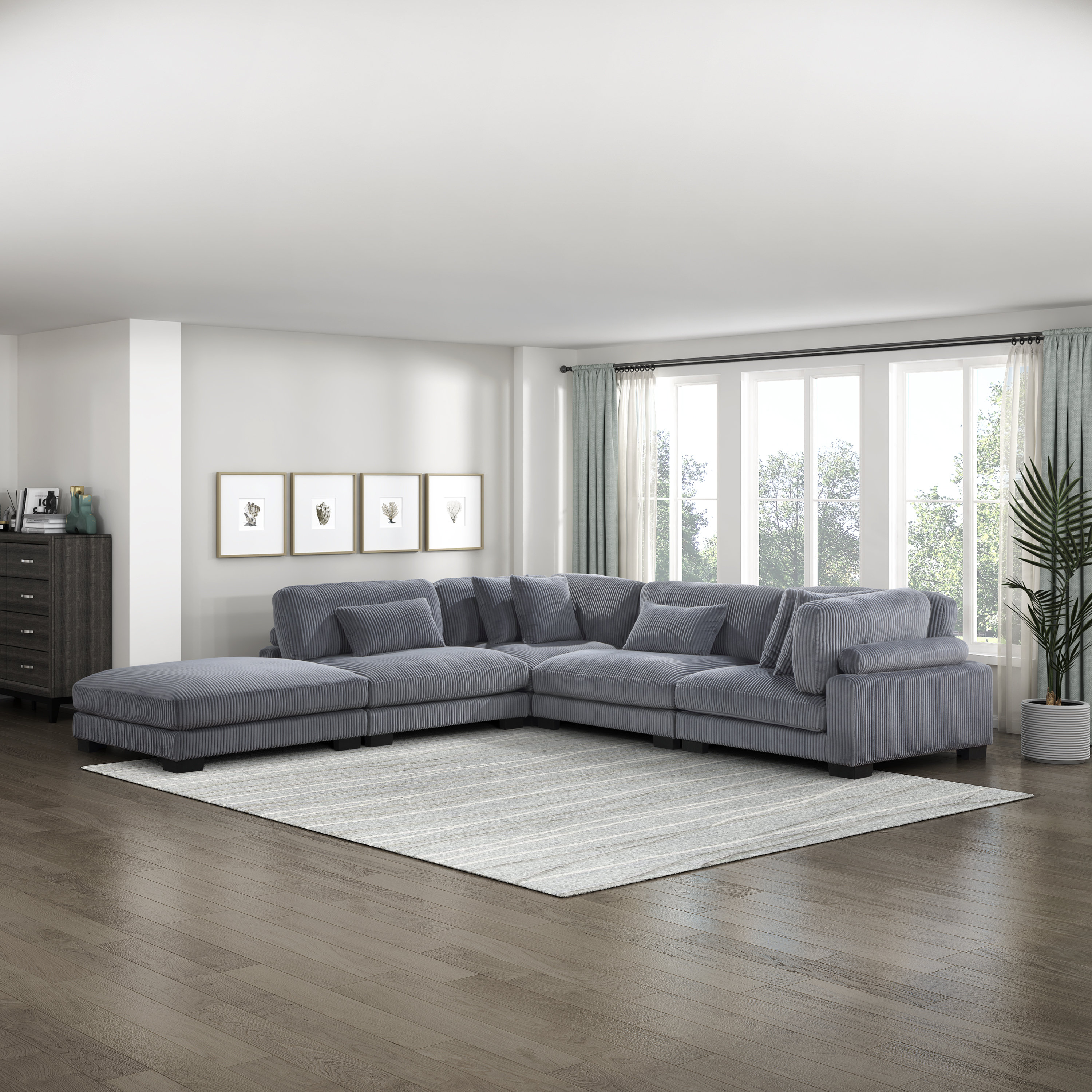Latitude Run® Brinsley 135”W Modern Track Arm Modular Sectional Sofa ...