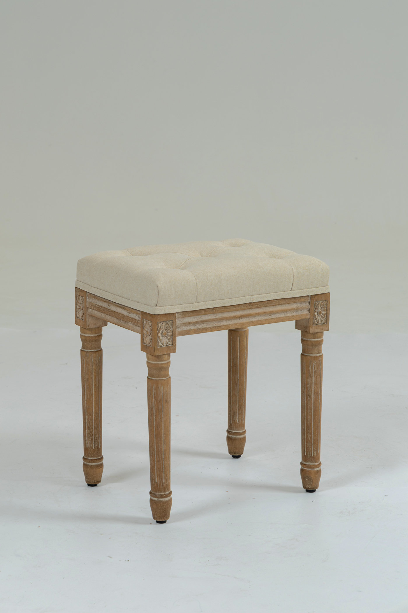 Ophelia & Co. 16" Vintage Ottoman, Tufted Foot Stool With Upholstered ...