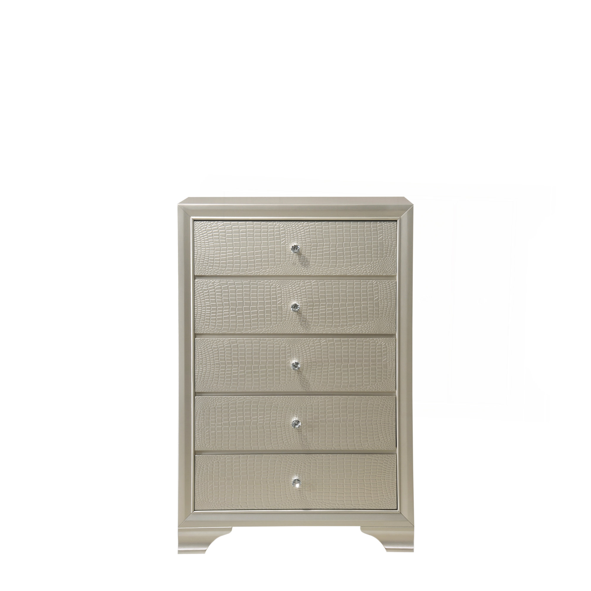 Rosdorf Park 1pc Modern Glam Style Champagne Finish Glam Five Drawer ...