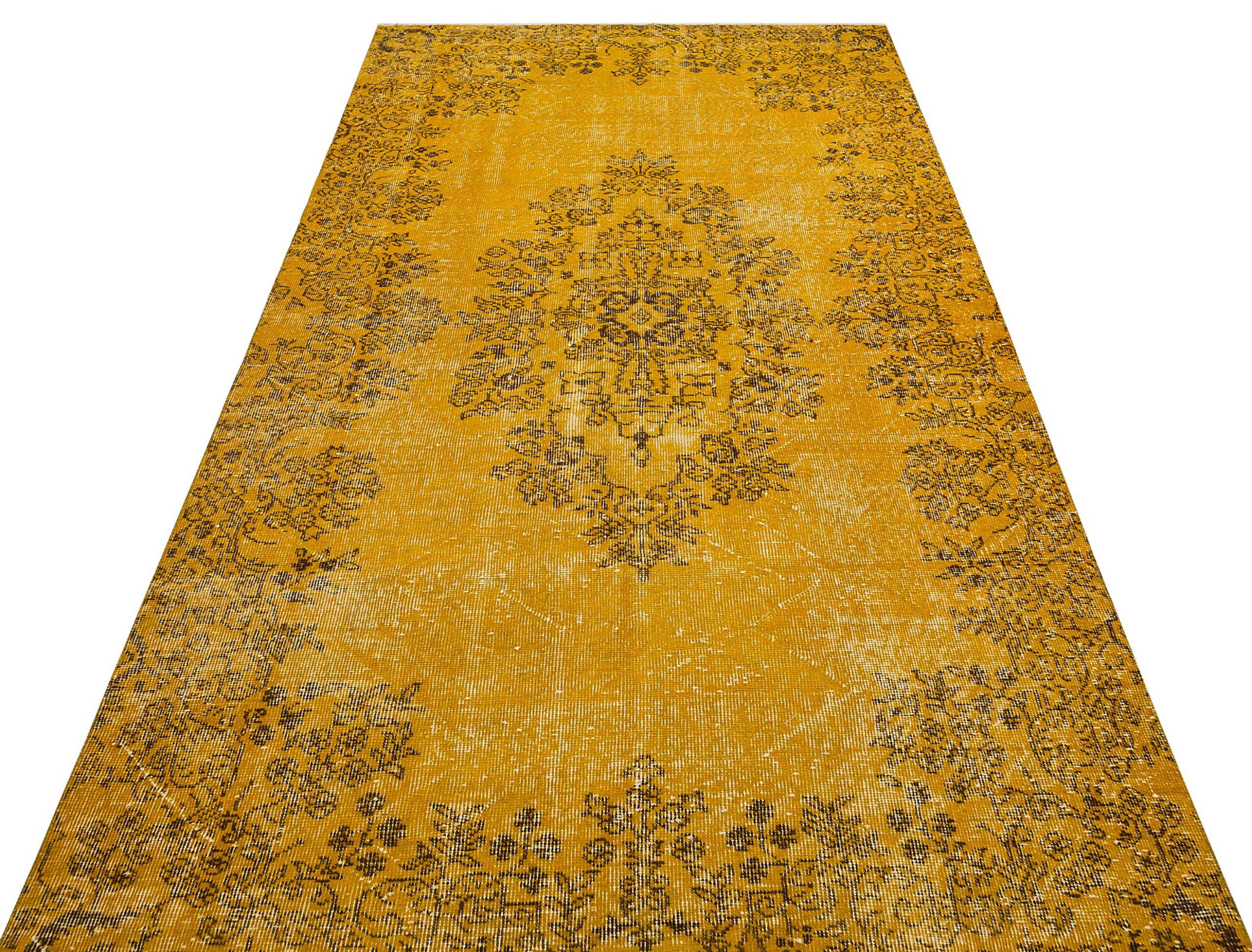 Lofy Vintage Yellow Oriental Wool And Cotton Handmade Area Rug Yellow ...