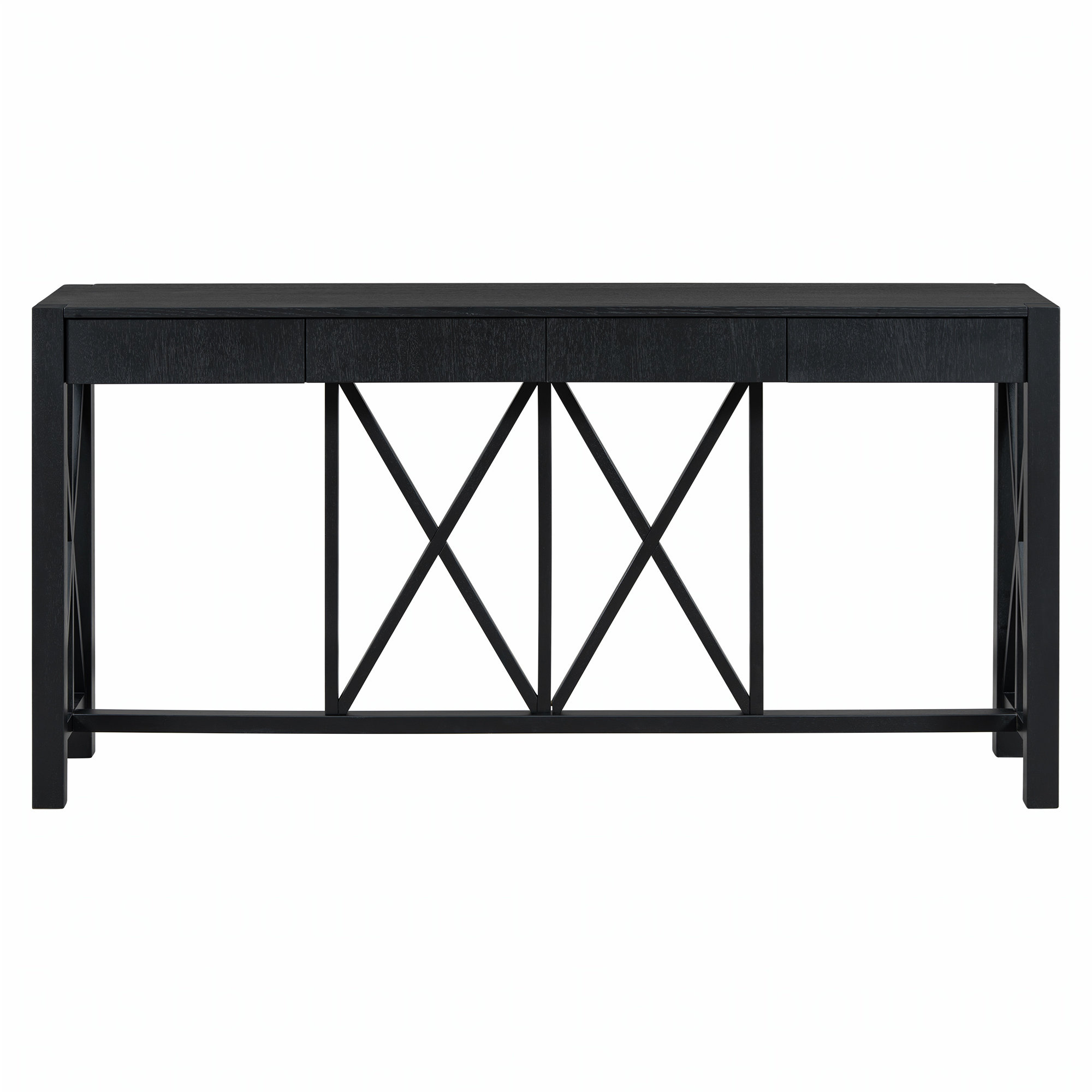 Gracie Oaks Farmhouse Storage Console Table with 4-Drawers, Open Shelf ...